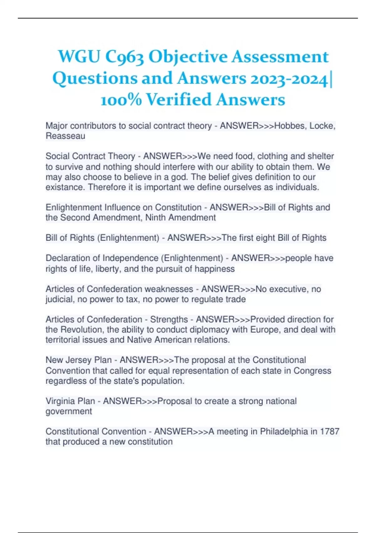 WGU C963 Objective Assessment Questions and Answers | 100% Verified ...