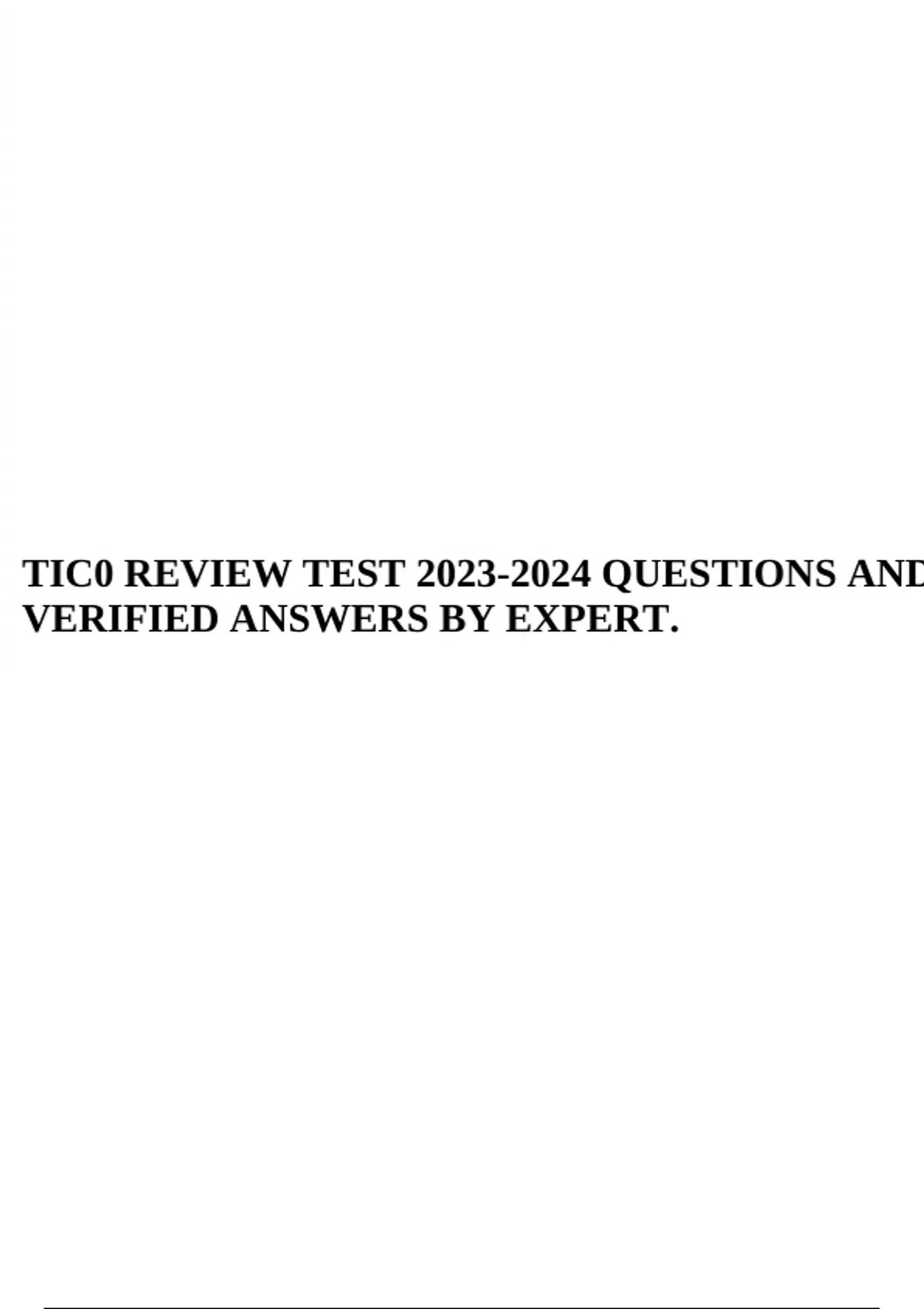 TICO TEST EXAM A+ GRADED, TICO Practice Exam Questions and Answers 100% ...