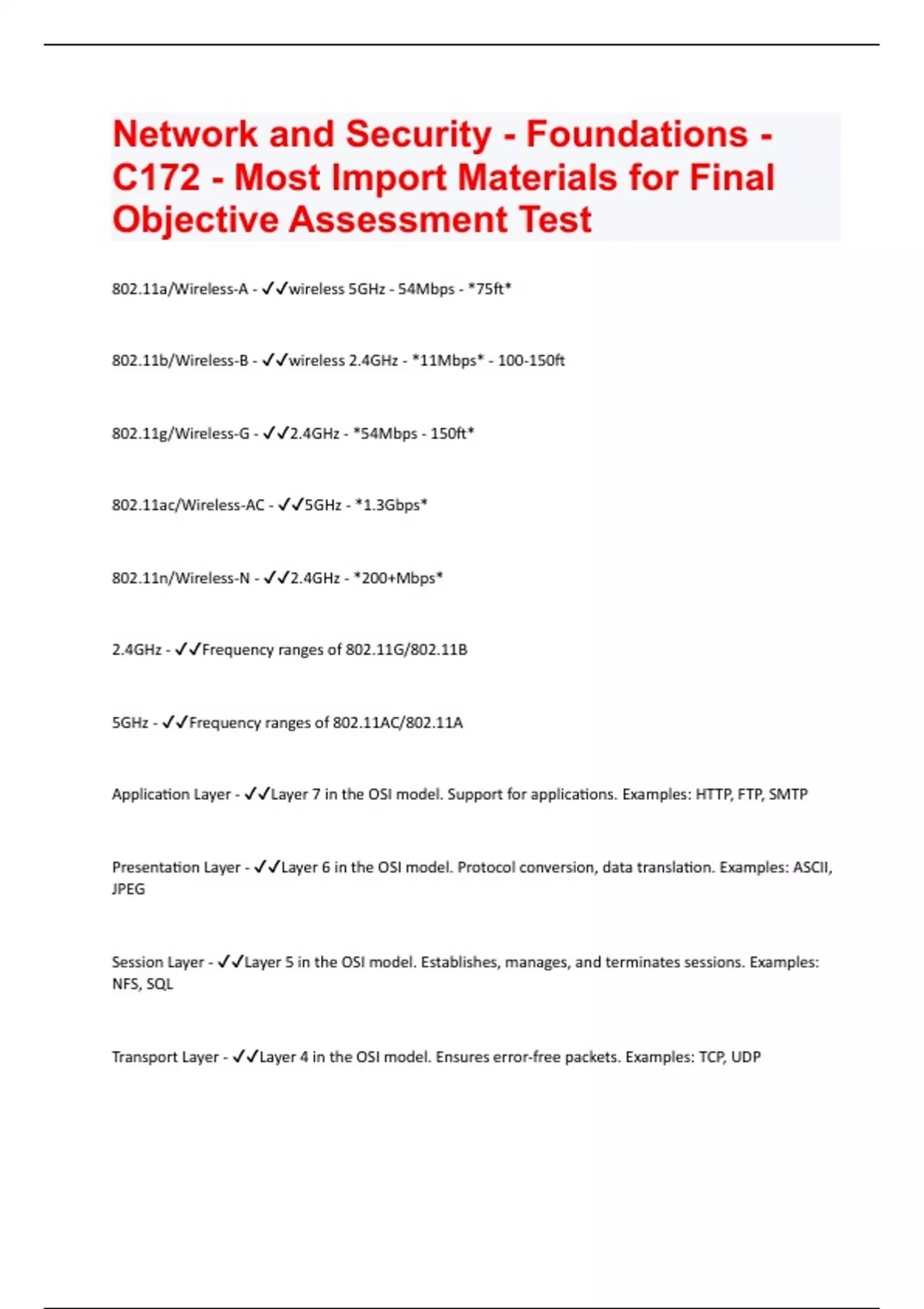 Network and Security - Foundations - C172 | Questions and Answers with complete solution ...