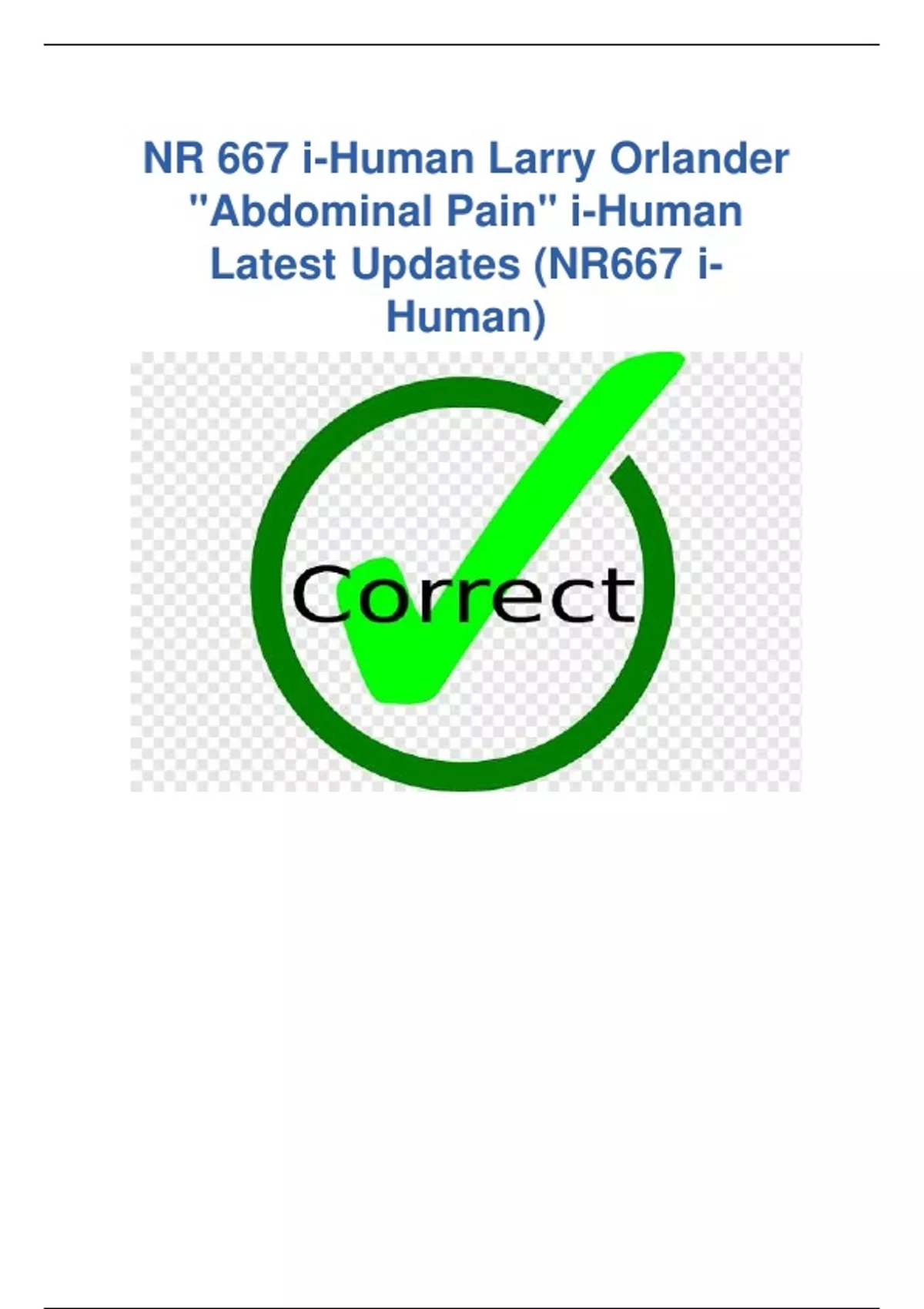 NR 667 i-Human Larry Orlander "Abdominal Pain" i-Human Latest Updates ...