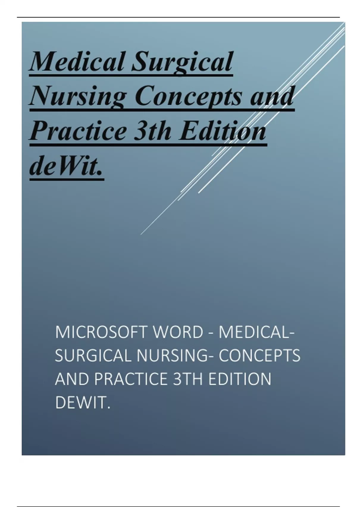 Medical Surgical Nursing Concepts and Practice 3th Edition 2024 latest ...