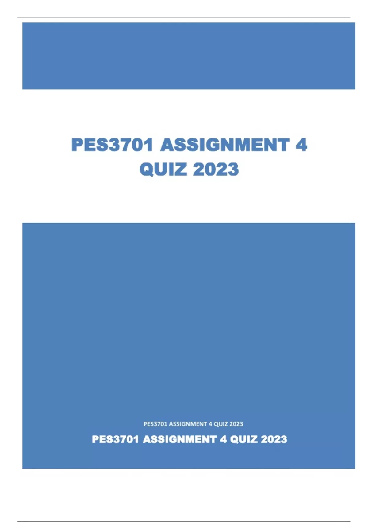 PES3701 ASSIGNMENT 4 QUIZ 2023 - Physical Education And Sports Coaching ...