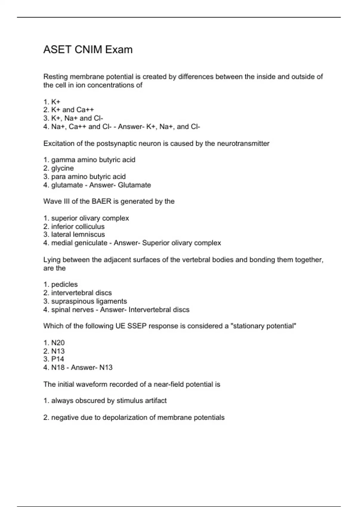 ASET CNIM Exam - ASET CNIM - Stuvia US