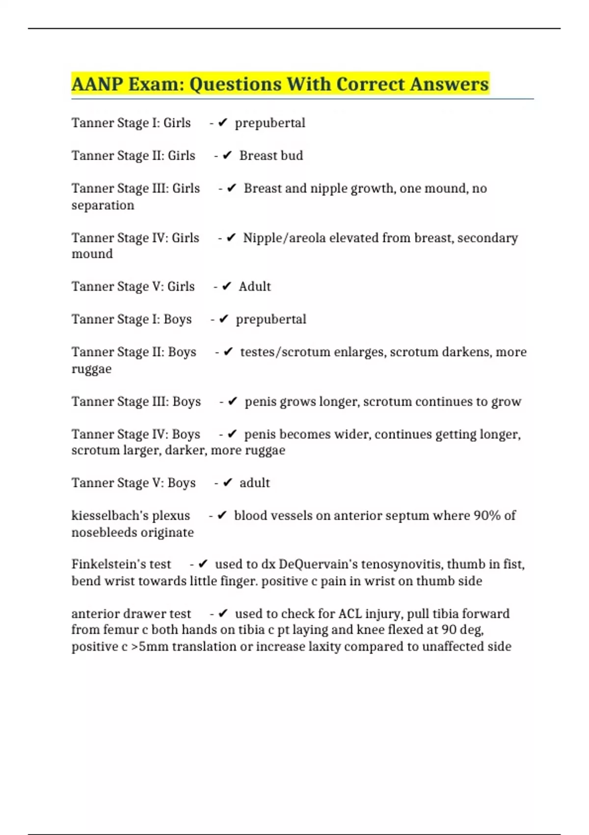 AANP Exam: Questions With Correct Answers - AANP - Stuvia US