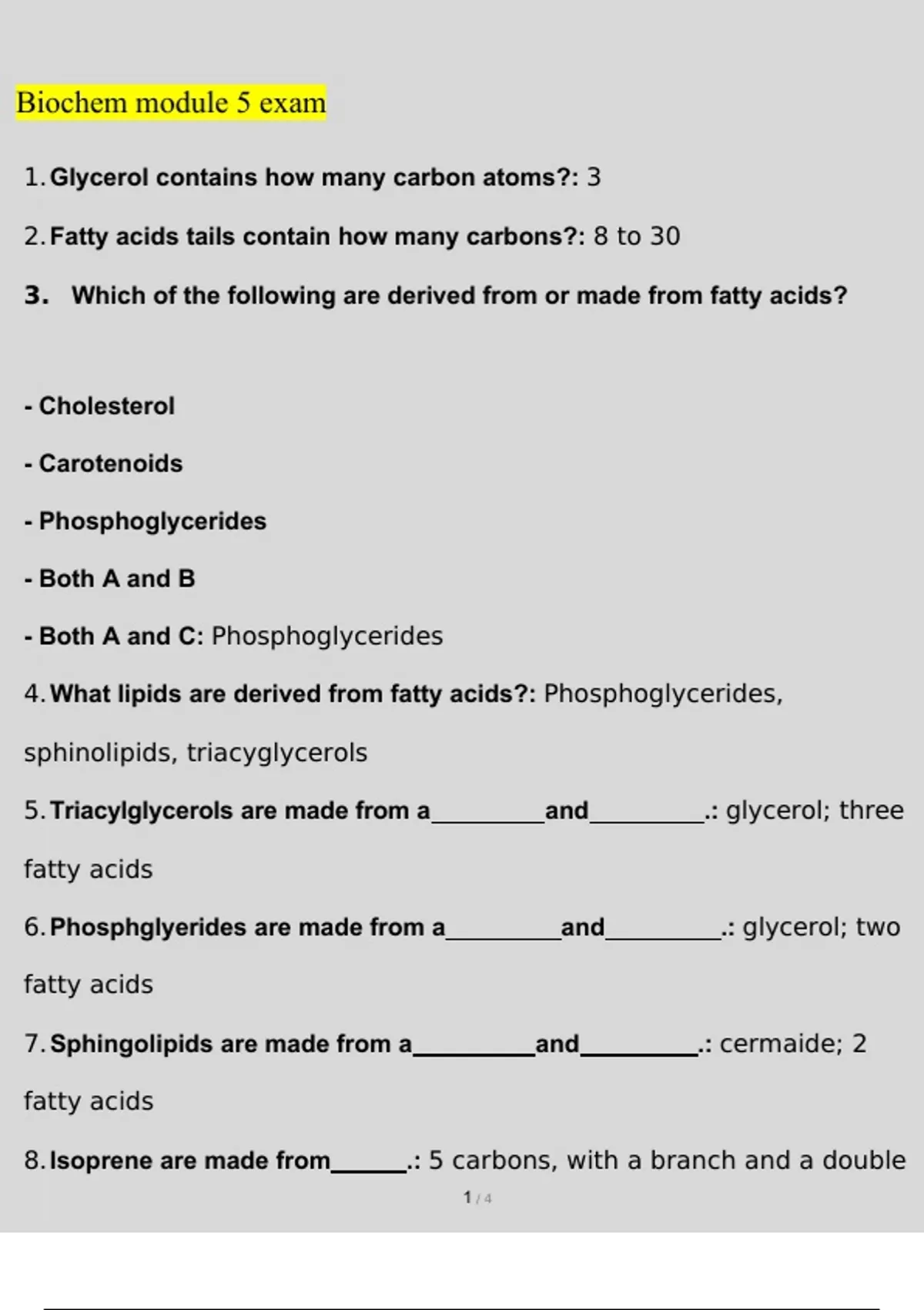 BioChem C785 / Biochemistry module 5 Exam Questions and Answers (2022/ ...