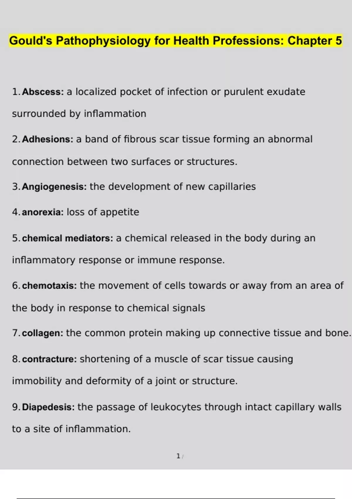 Test Bank - Gould's Pathophysiology for the Health Professions, 7th ...