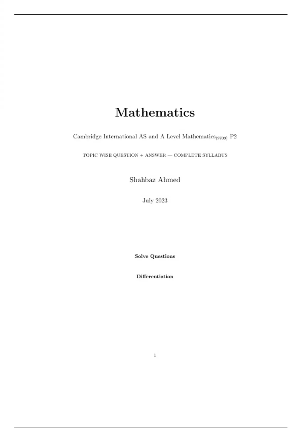 Cambridge International Mathematics A and AS level - Mathematics ...