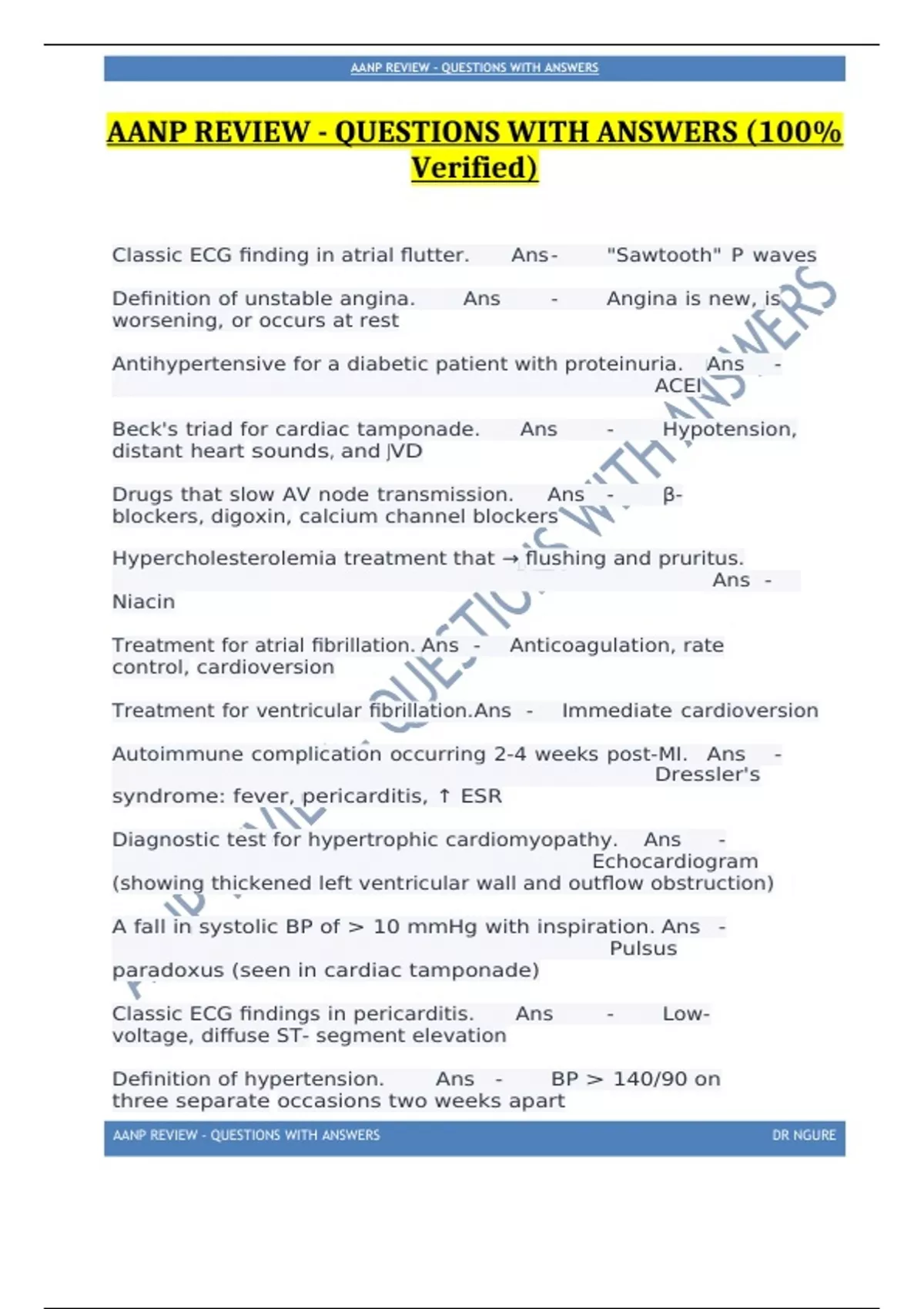 AANP REVIEW - QUESTIONS WITH ANSWERS (100% Verified) - Advance nursing ...