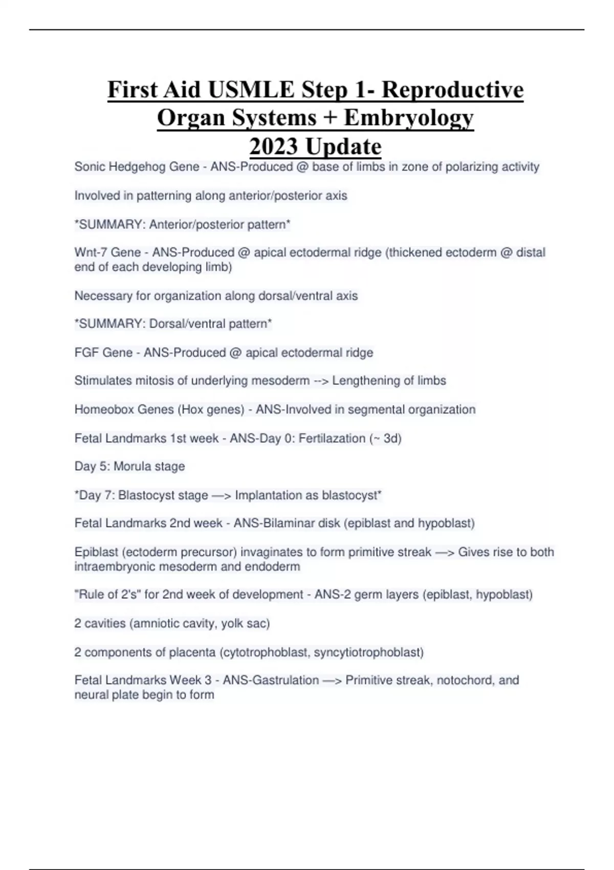 First Aid USMLE Step 1- Reproductive Organ Systems + Embryology - First ...