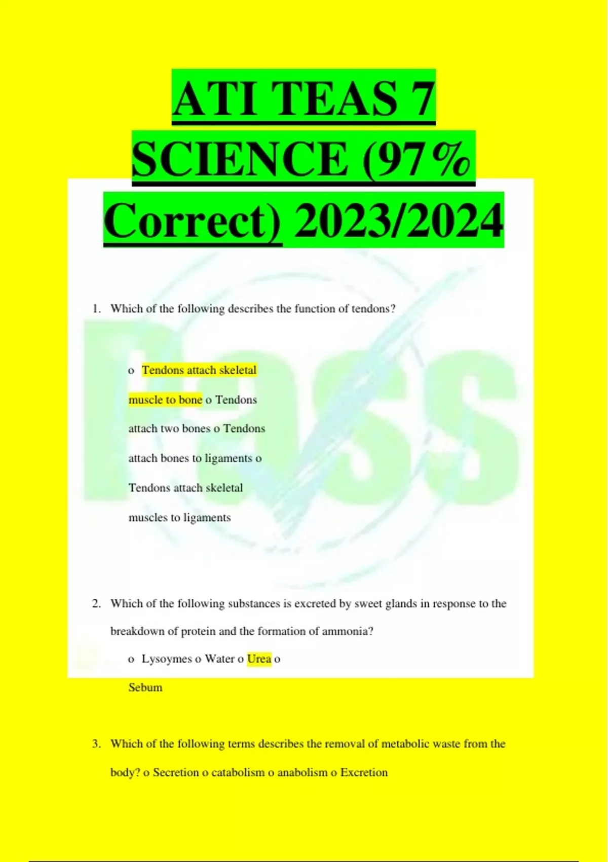 ATI TEAS 7 SCIENCE (97% Correct) 2023/2024 - ATI TEAS 7 SCIENCE - Stuvia US