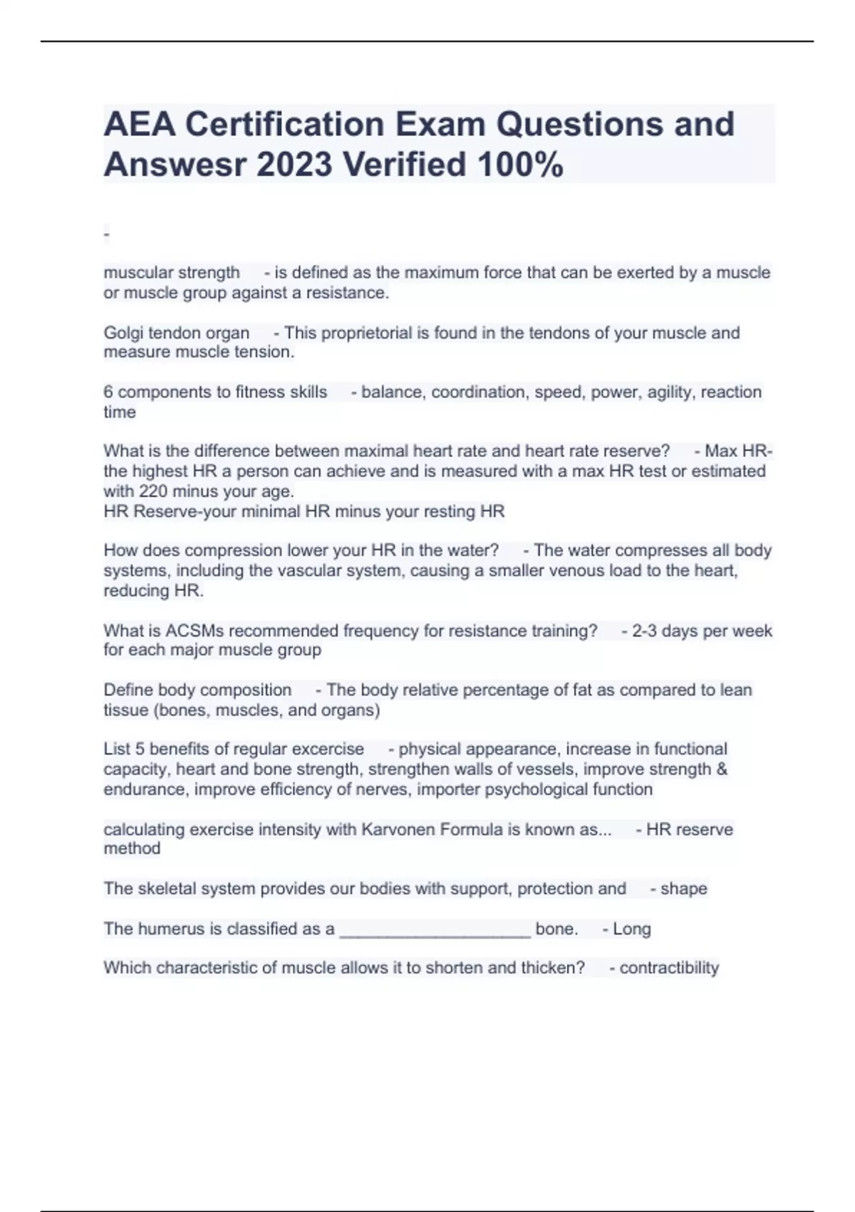 AEA Certification Exam Questions and Answesr 2023 Verified 100% - AEA - Stuvia UK