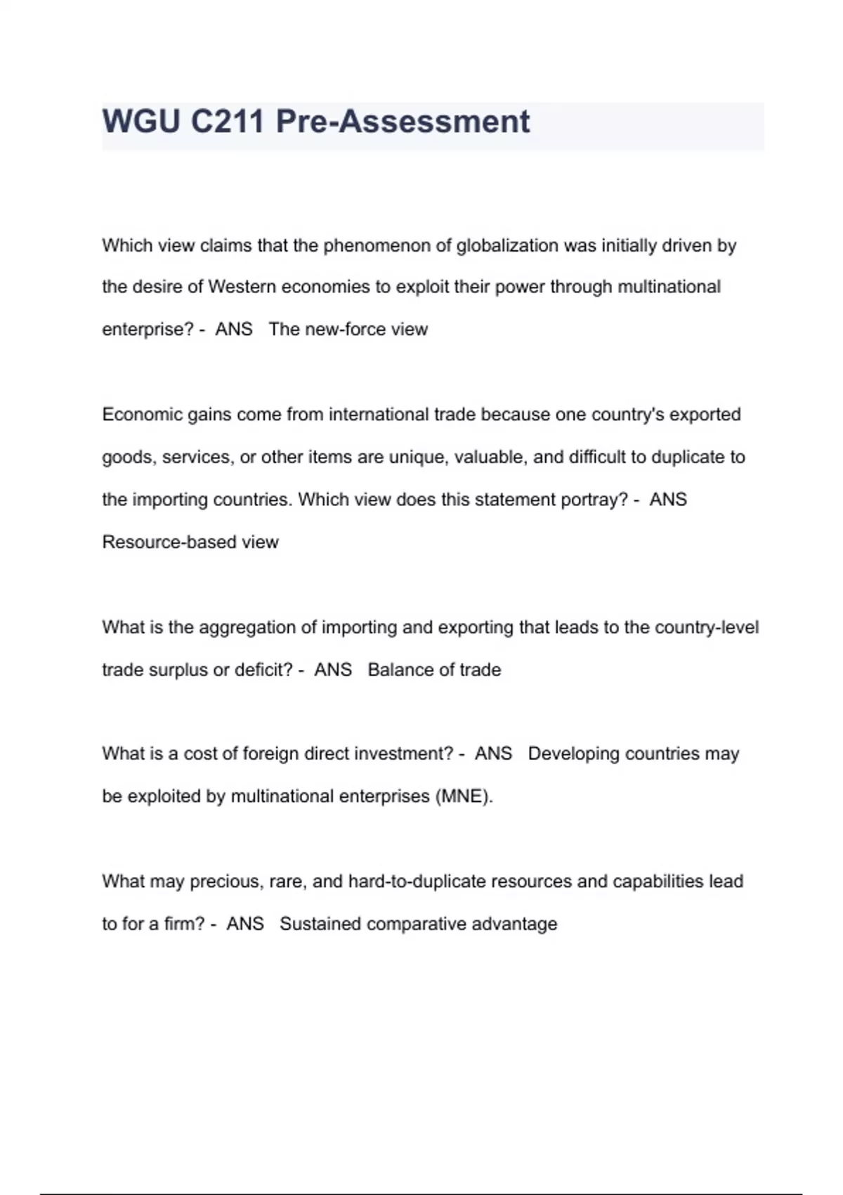 WGU C211 Pre-Assessment QUESTIONS & ANSWERS 2023 ( A+ GRADED 100% ...