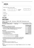 AQA GCSE HISTORY Paper 1 Section A/B MAY 2023 QUESTION PAPER: Germany ...