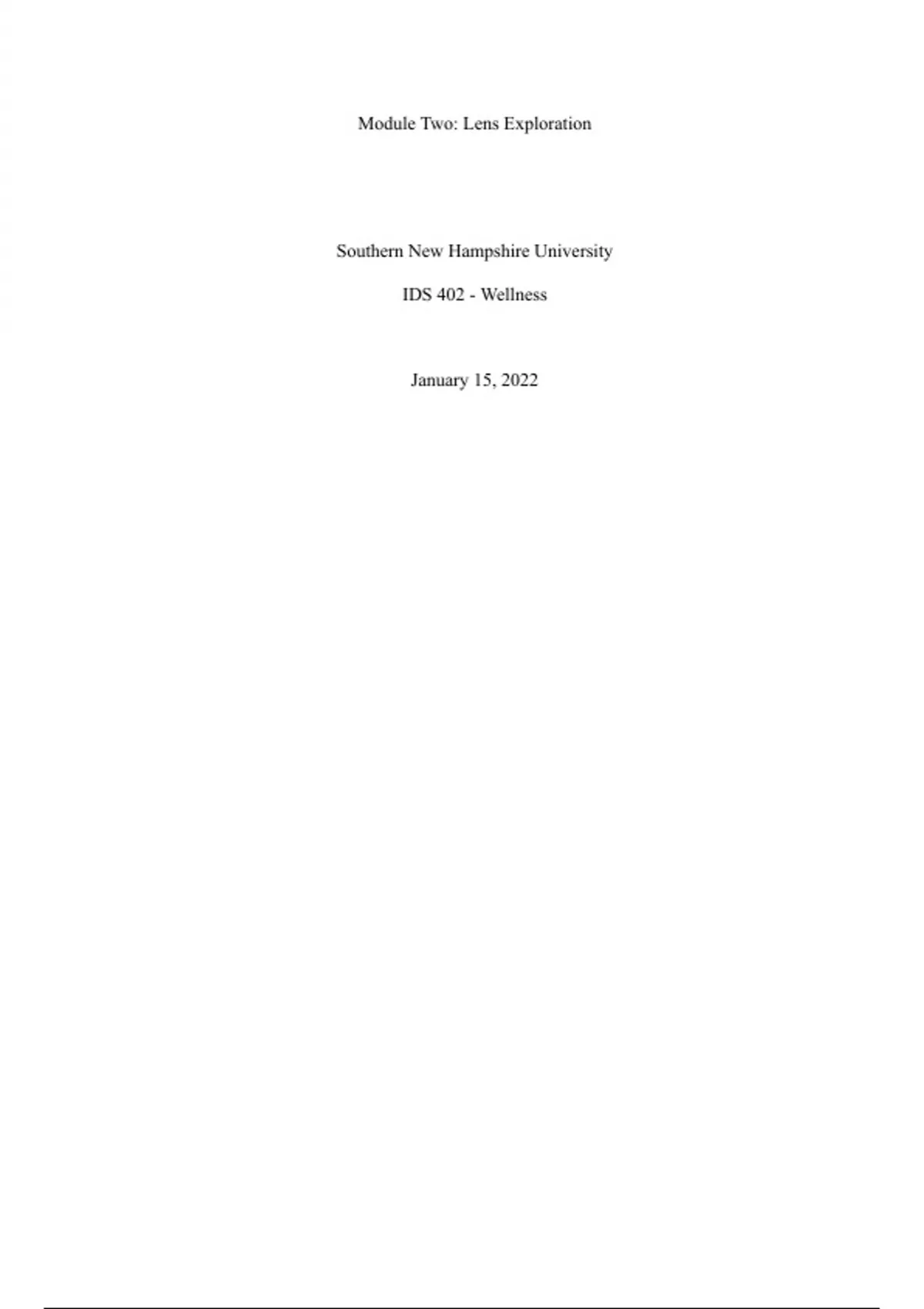 IDS 402 Wellness Assignment Papers - IDS Wellness 402 - Stuvia US
