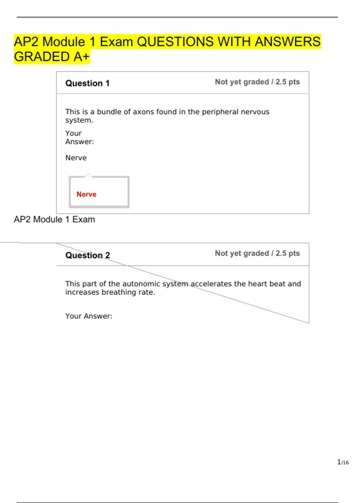 AP2 Module 1 Exam QUESTIONS WITH ANSWERS GRADED A+ - AP2 ModRADED A+ - Stuvia US