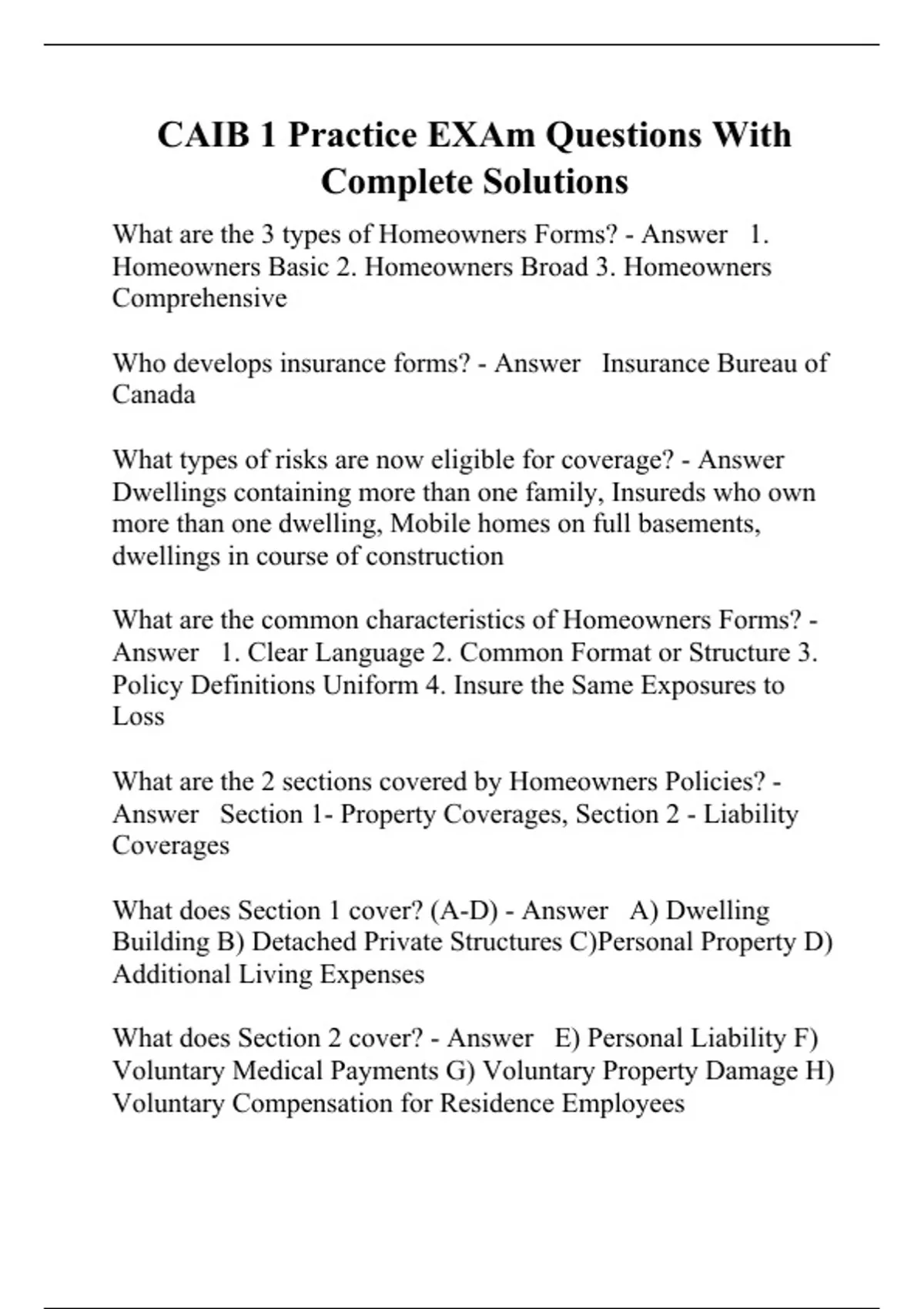 CAIB 1 Practice EXAm Questions With Complete Solutions - CAIB - Stuvia US