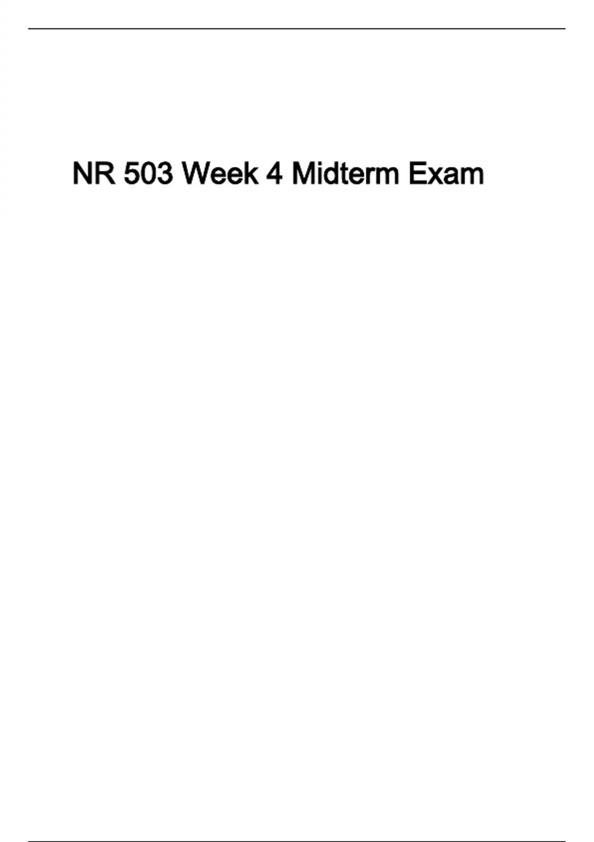 NR 503 Week 4 Midterm Exam 2022/ 2023 - NR 503 - Stuvia US