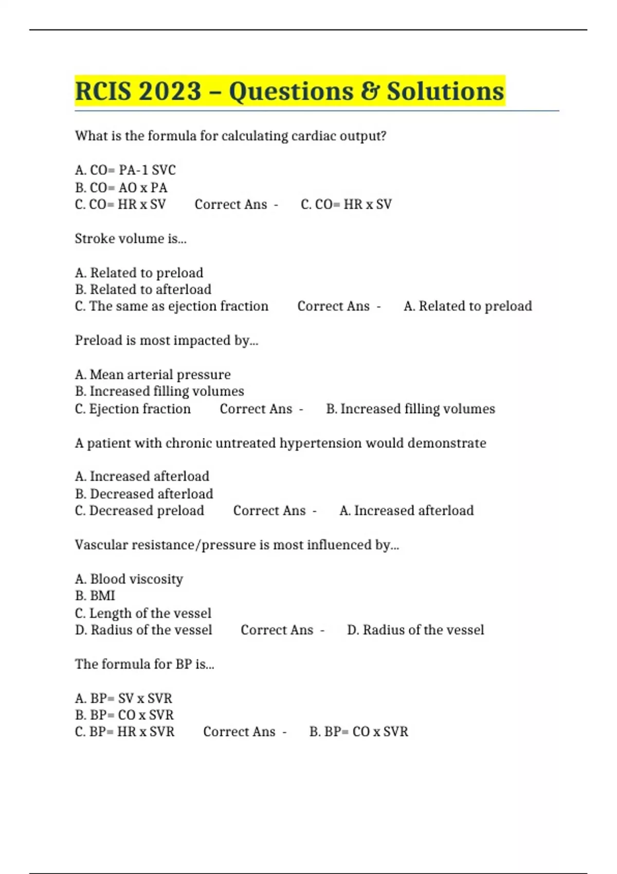 RCIS 2023 – Questions & Solutions - RCIS - Stuvia US