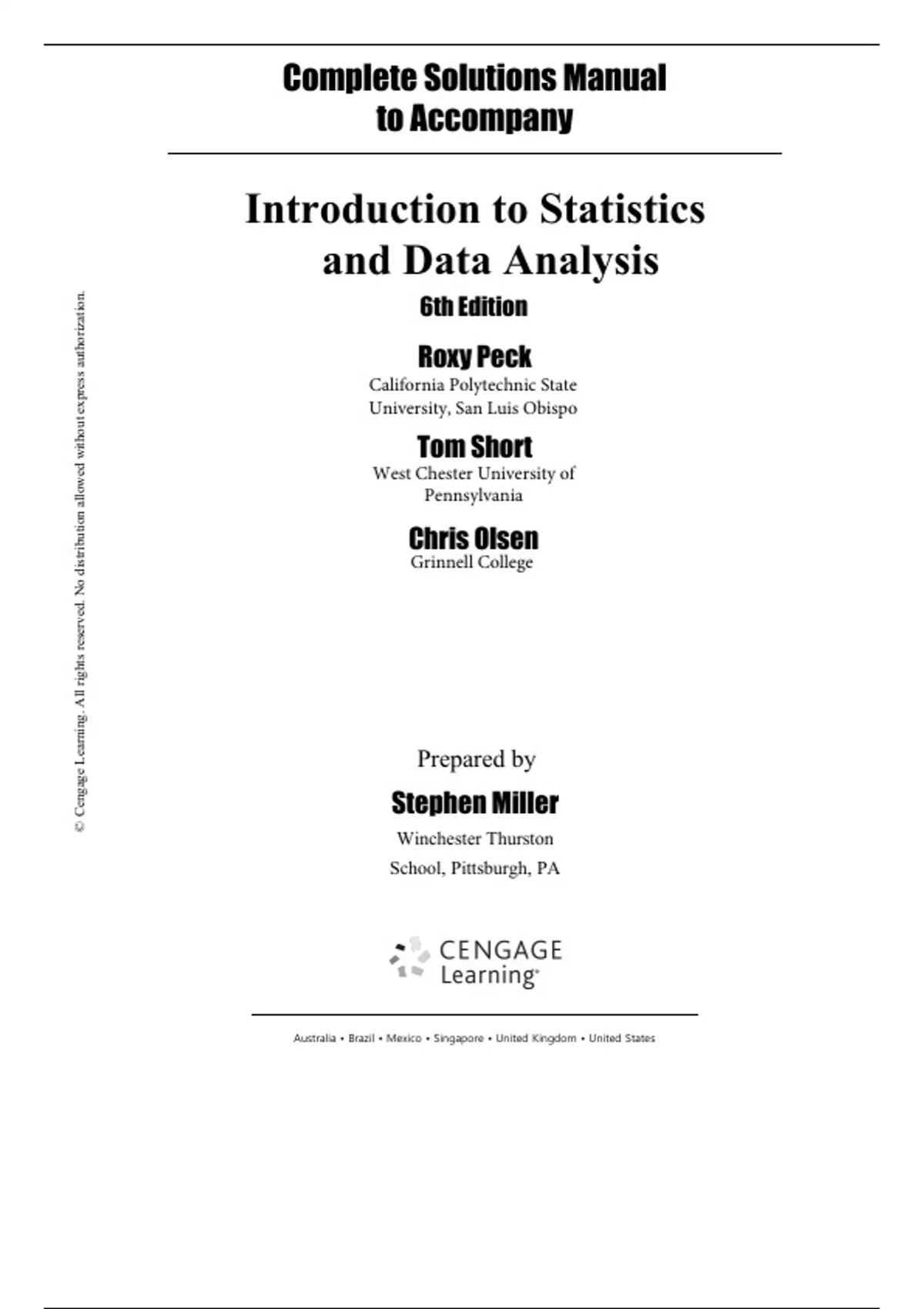 Solution Manual for Introduction to Statistics and Data Analysis 6th ...