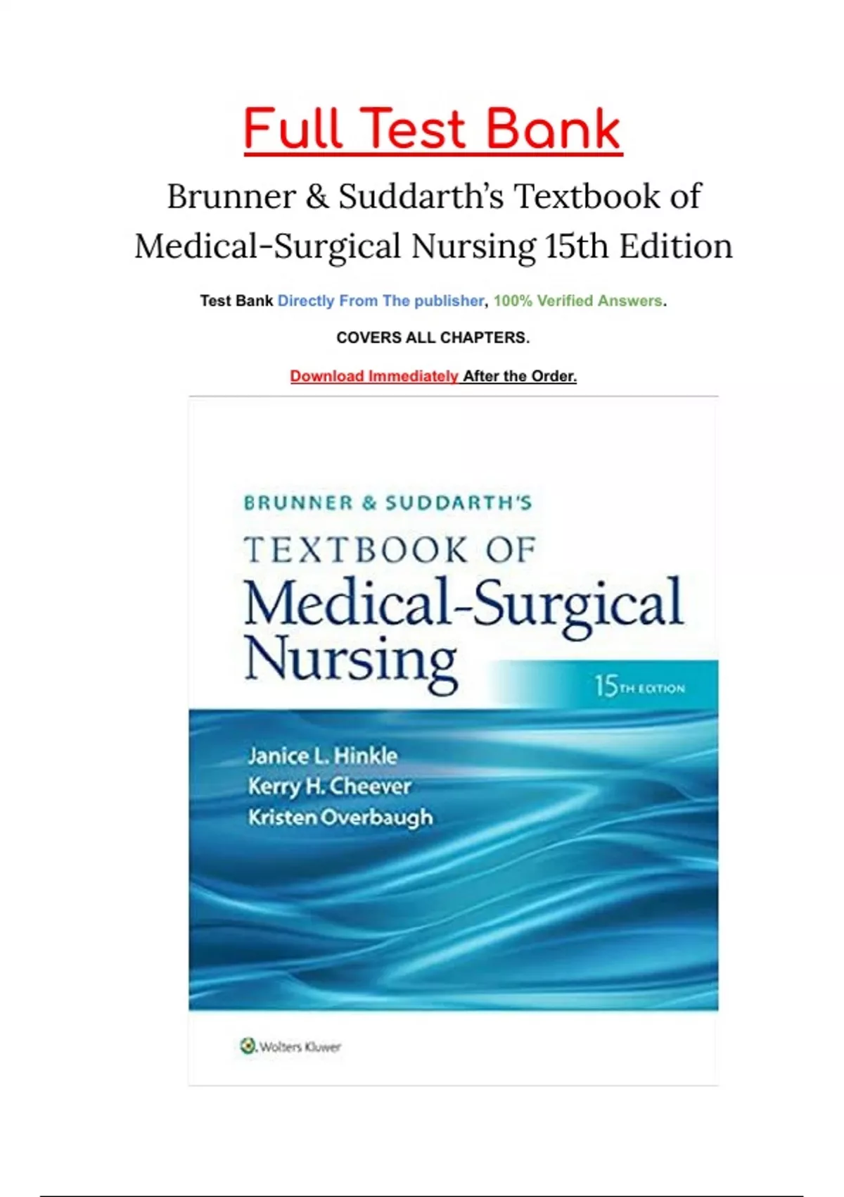 Test Bank For Brunner & Suddarth's Textbook of Medical-Surgical Nursing ...