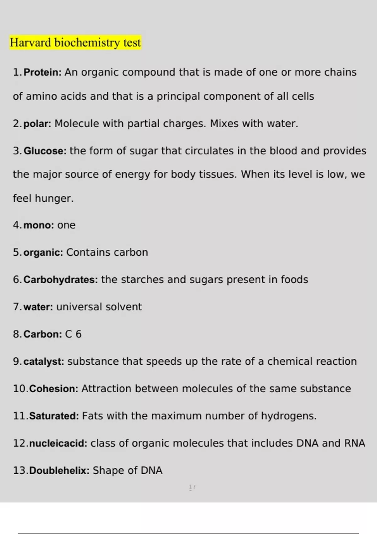 Harvard biochemistry test Questions and Answers 2023 (Verified Answers ...