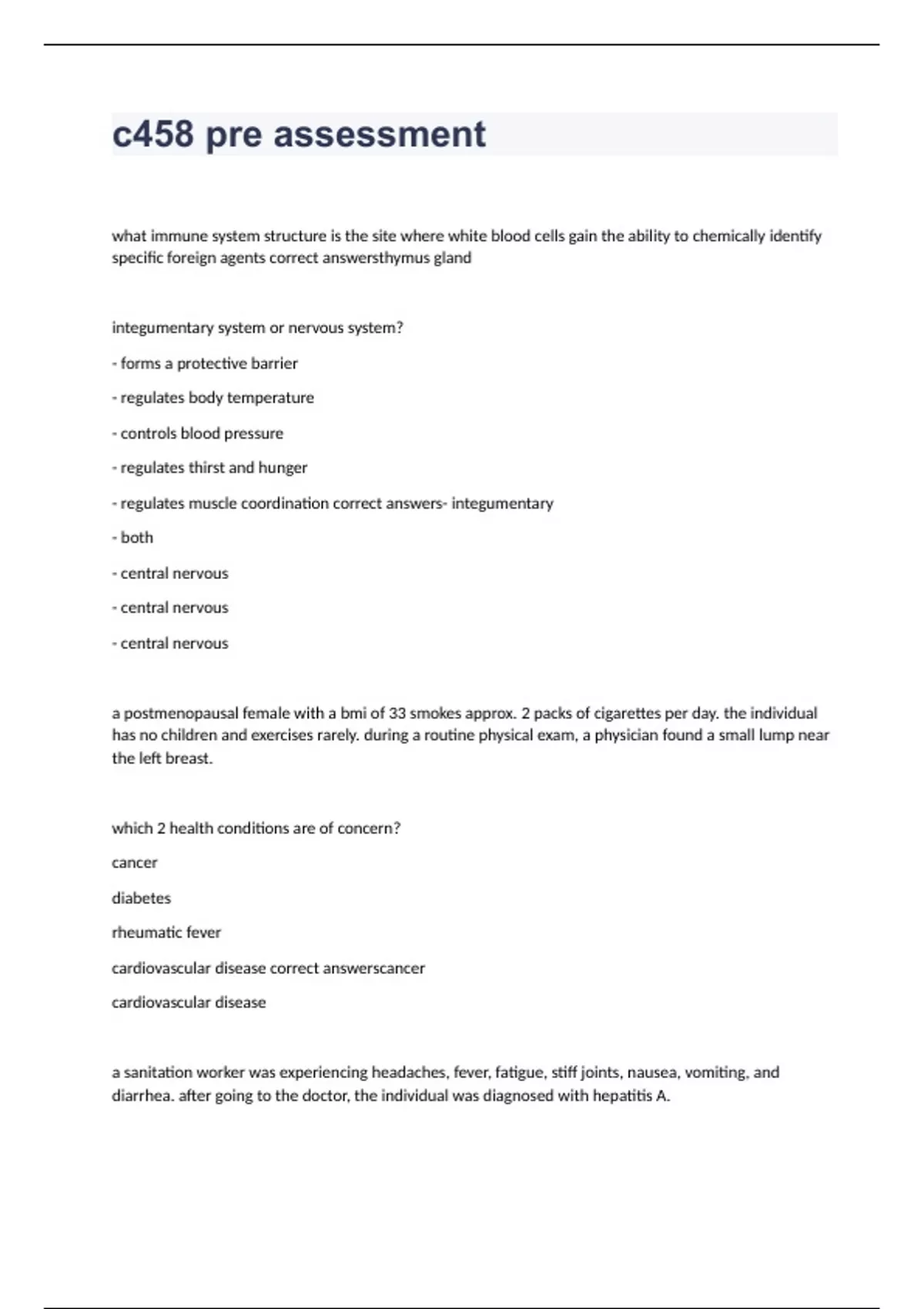 c458 pre assessment exam 2023 with complete answers - C458 pre ...