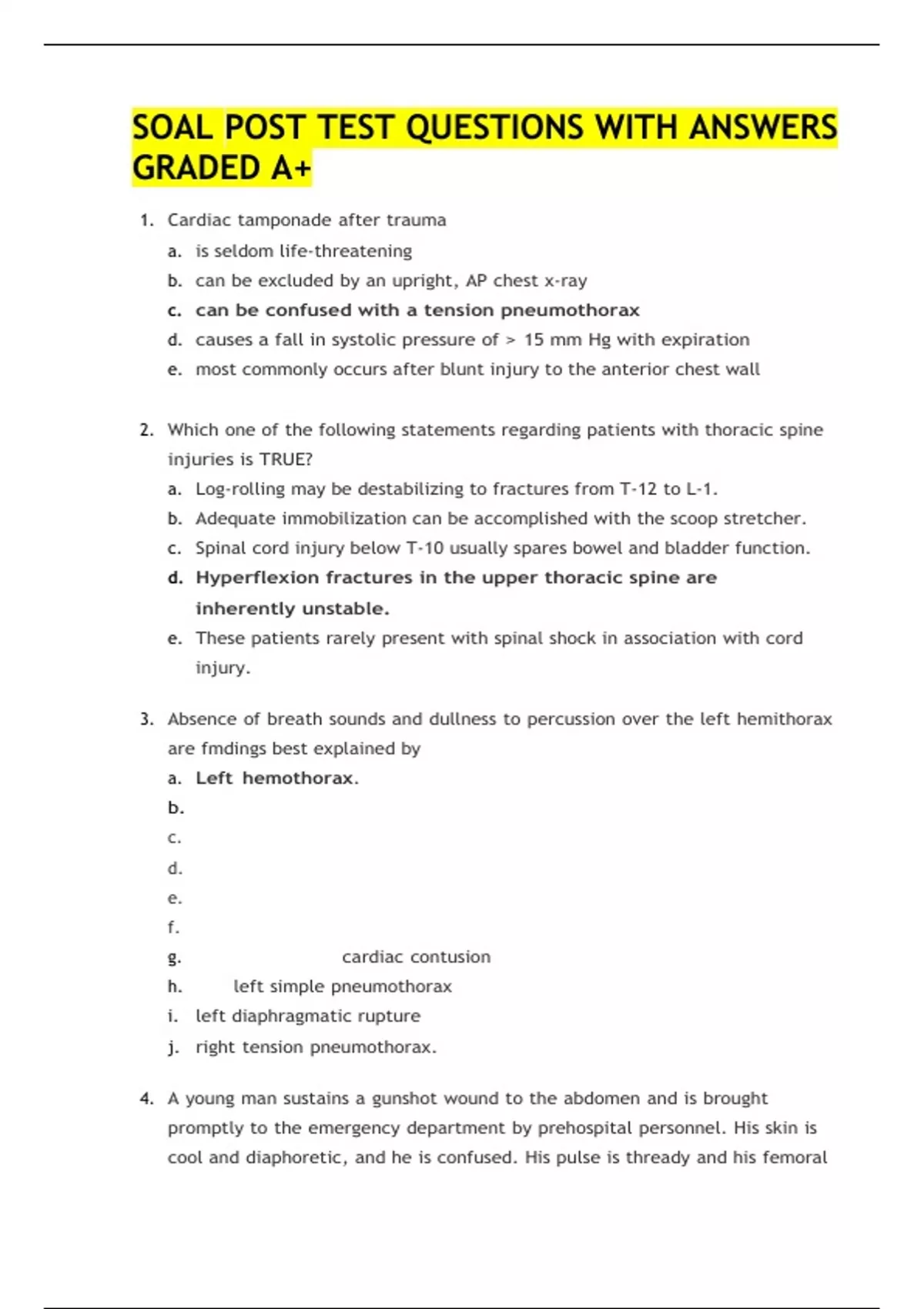 SOAL POST TEST QUESTIONS WITH ANSWERS GRADED A+ - SOAL PED A+ - Stuvia US