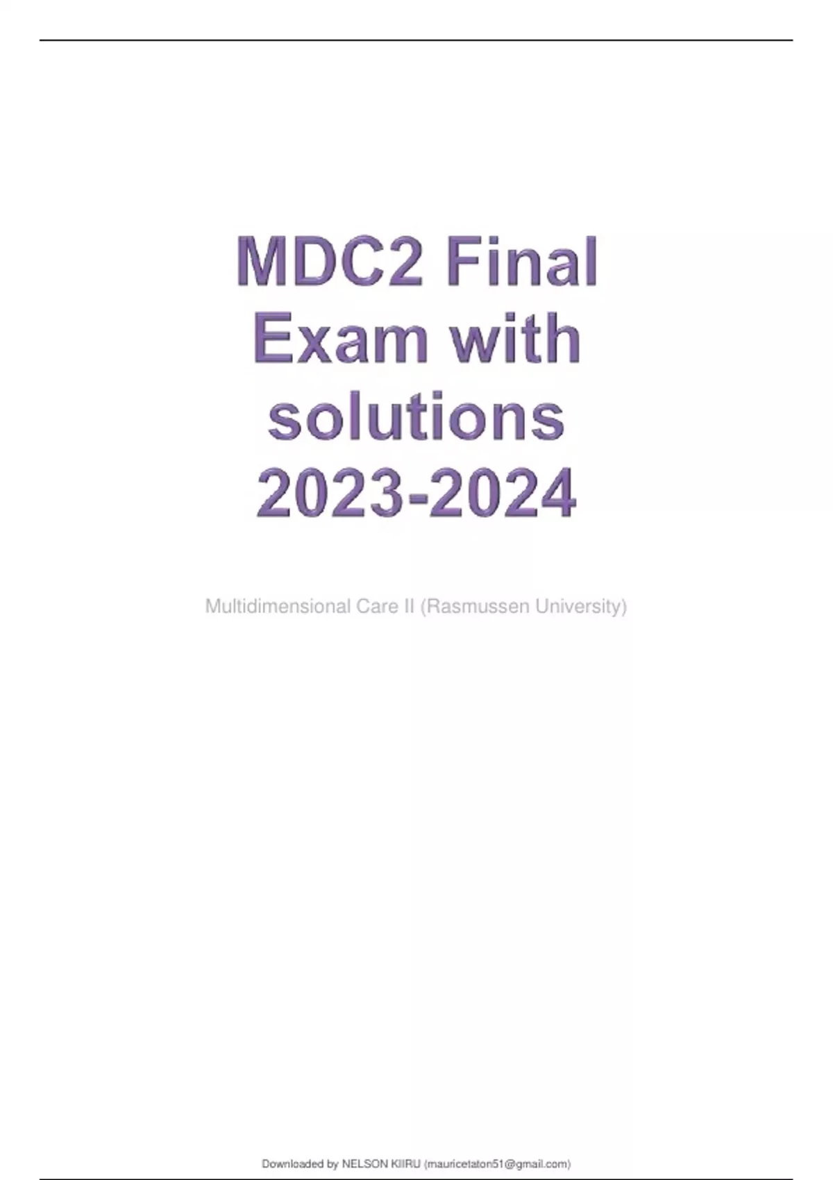 MDC2 Final Exam with solutions 2025 - MDC2 - Stuvia US