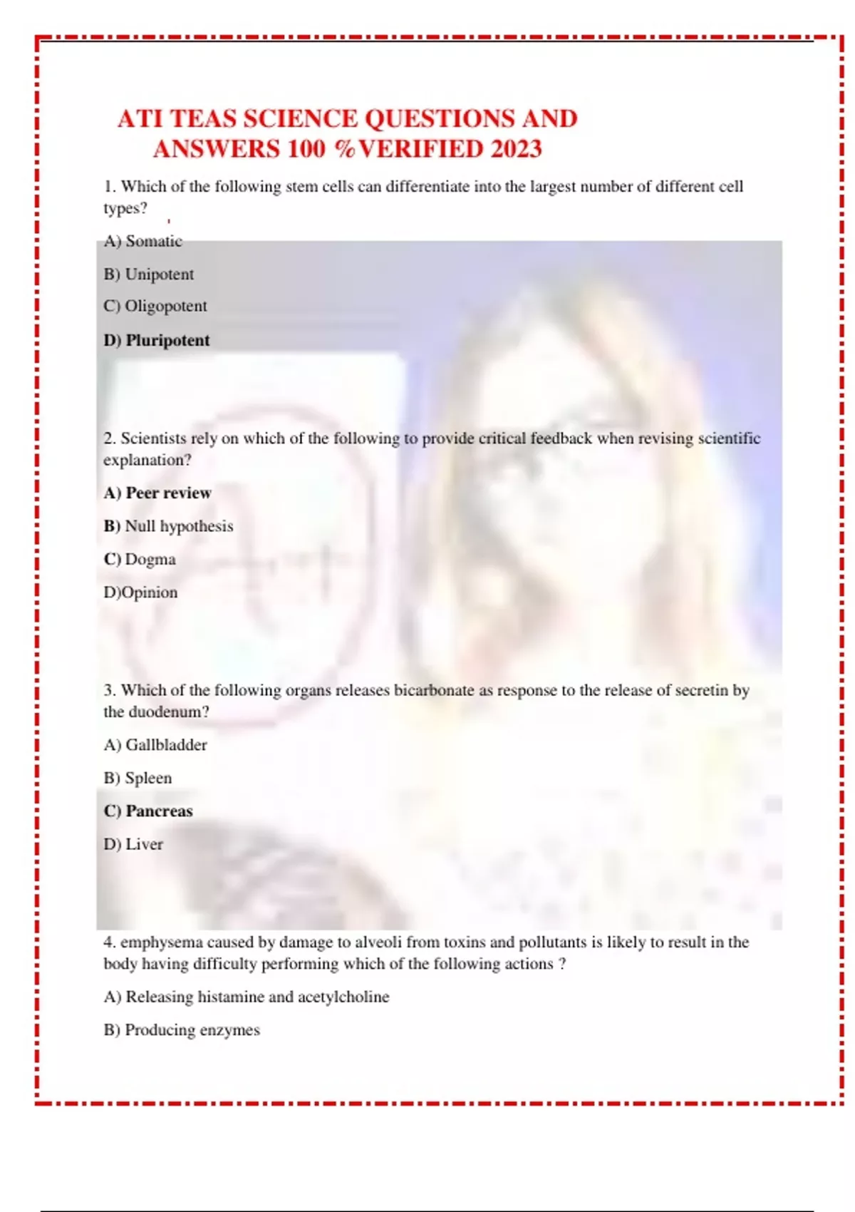 ATI TEAS SCIENCE QUESTIONS AND ANSWERS 100 %VERIFIED 2023 - ATI TEAS ...