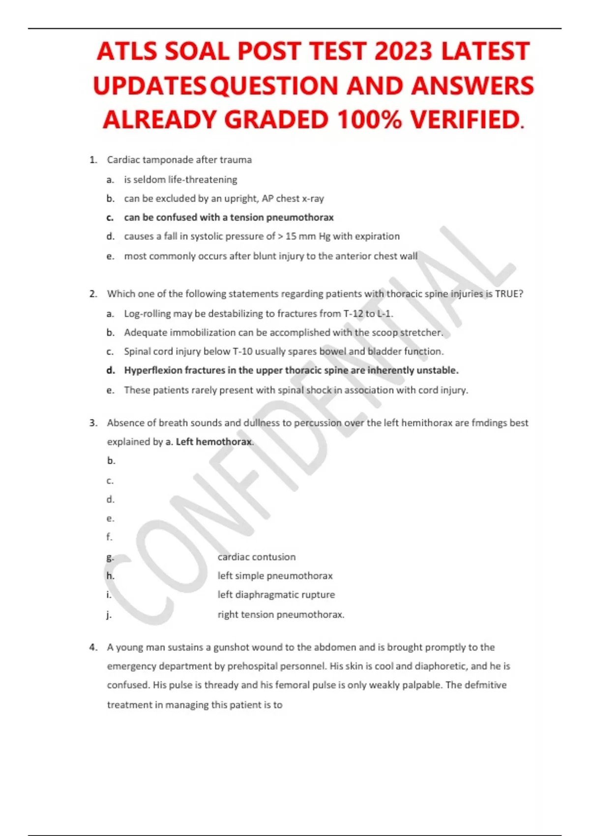 ATLS SOAL POST TEST 2023 LATEST UPDATES QUESTION AND ANSWERS ALREADY ...