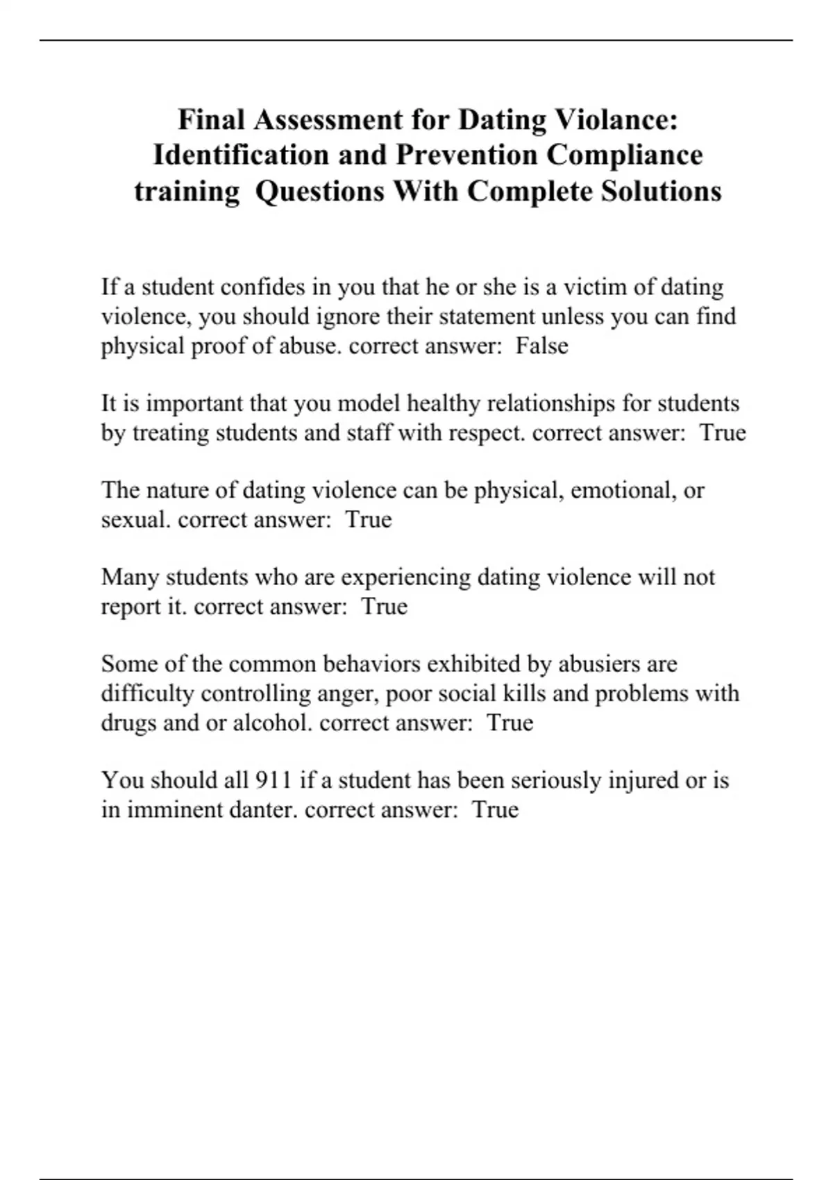 Final Assessment for Dating Violance: Identification and Prevention ...