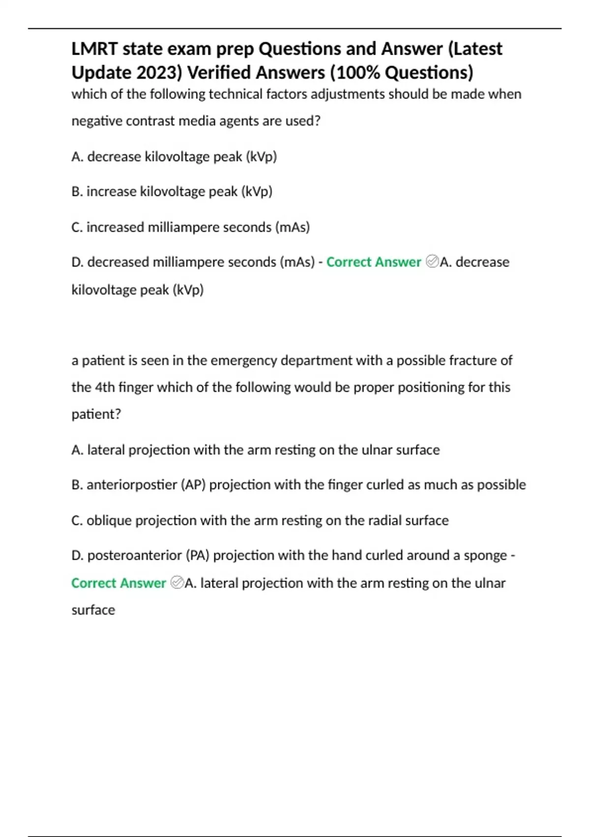 LMRT state exam prep Questions and Answer (Latest Update 2023) Verified ...