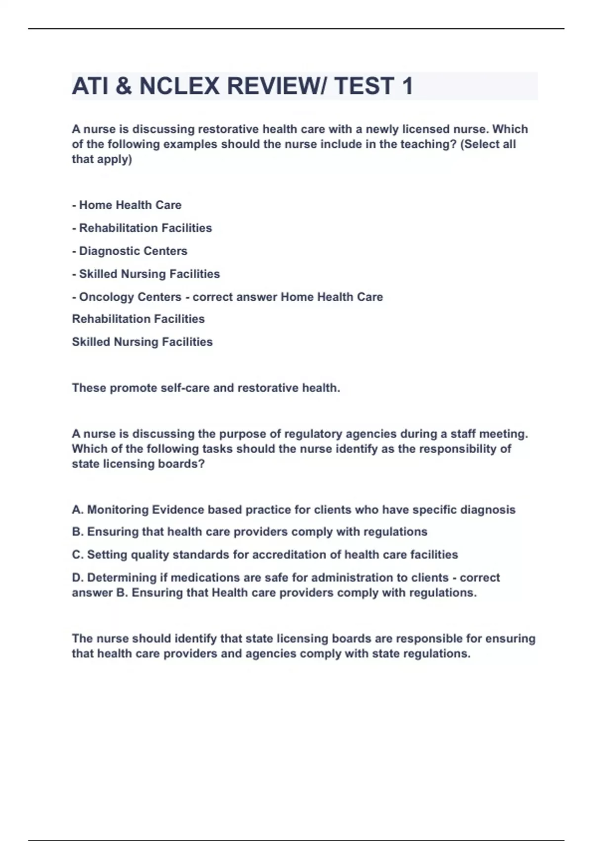 ATI & NCLEX REVIEW/ TEST 1|UPDATED&VERIFIED|100% SOLVED|GUARANTEED ...