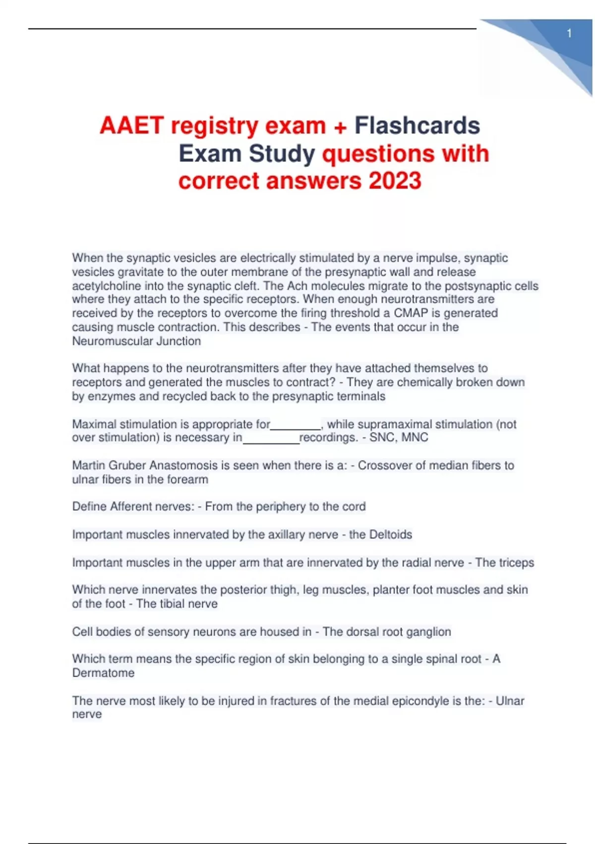 AAET registry exam + Flashcards Exam Study questions with correct ...