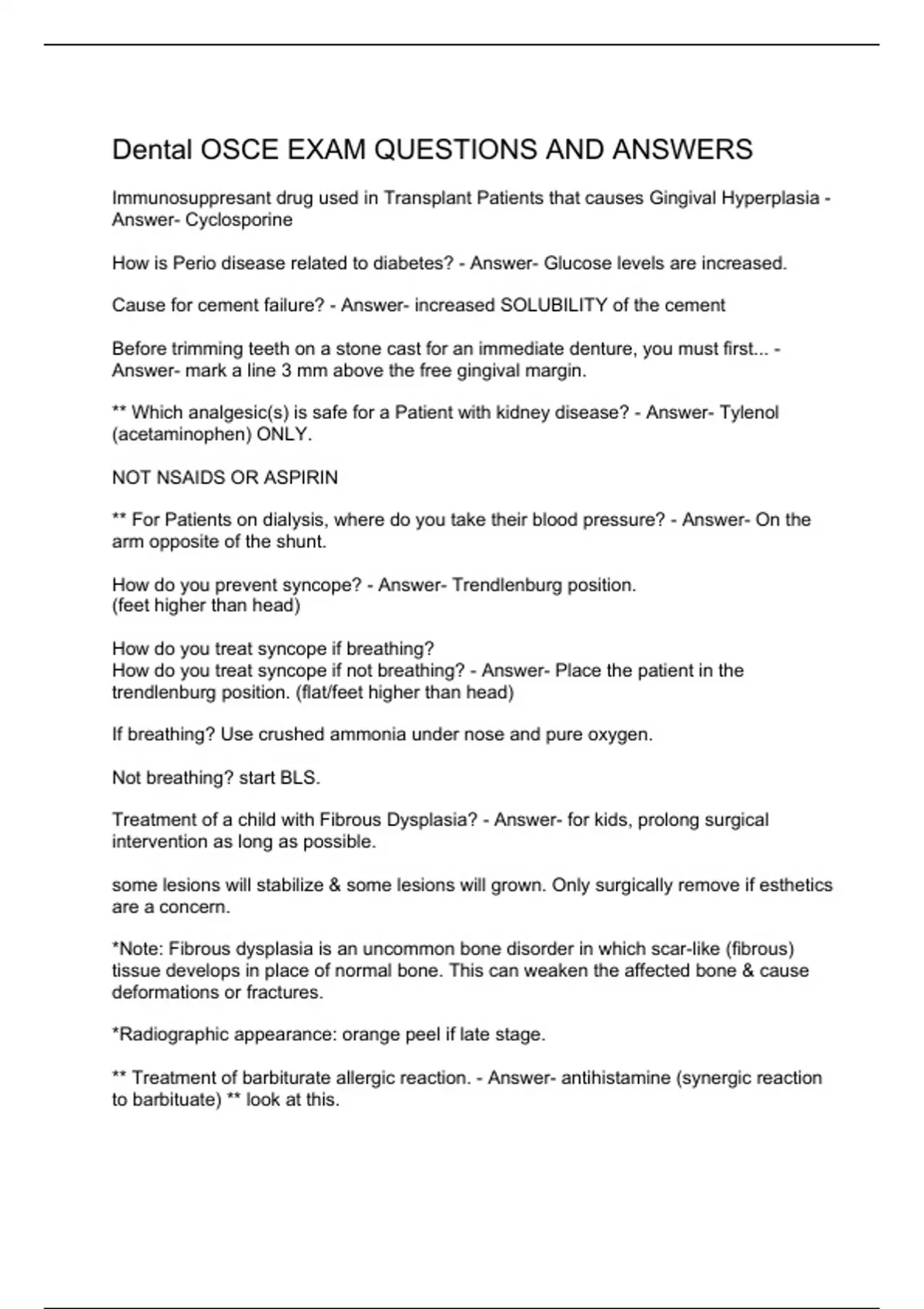 Dental OSCE EXAM QUESTIONS AND ANSWERS - Dental OSCE - Stuvia US