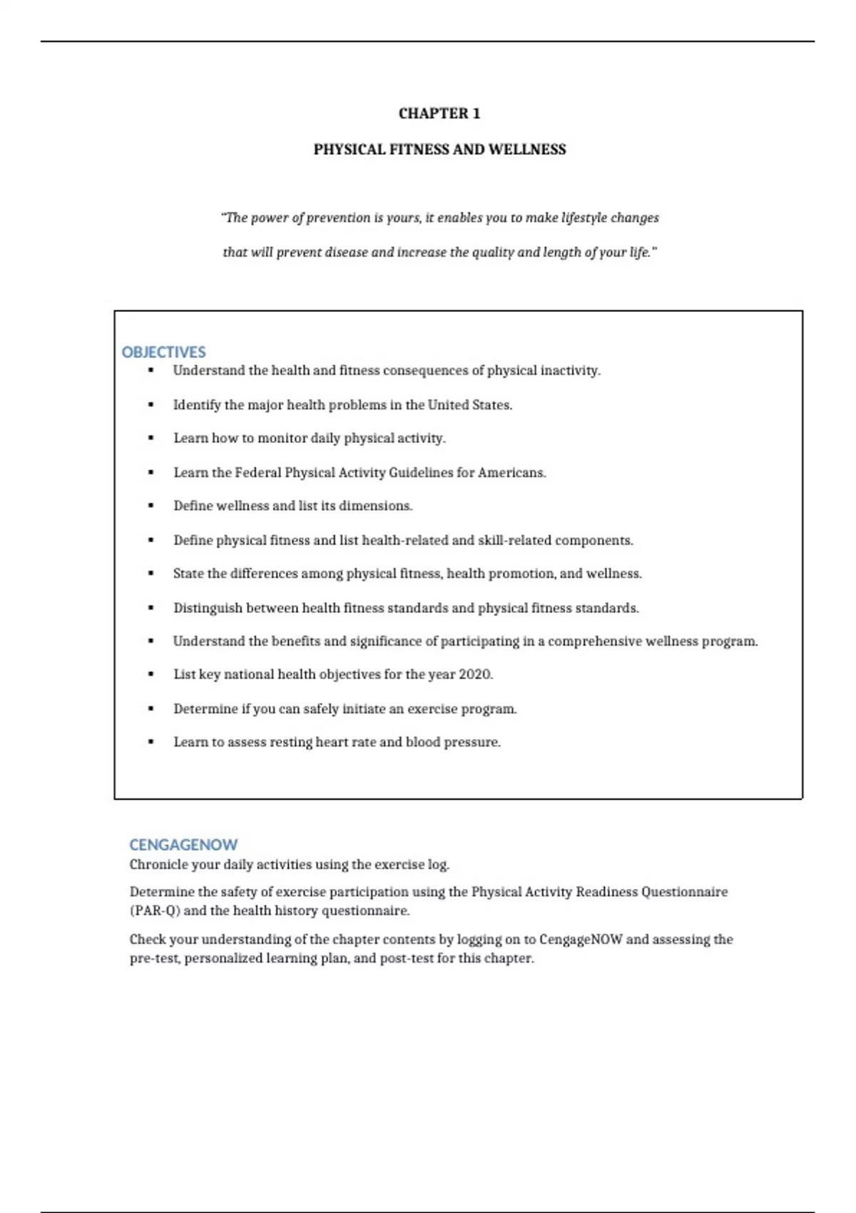 Summary [Lifetime Physical Fitness and Wellness A Personalized Program ...