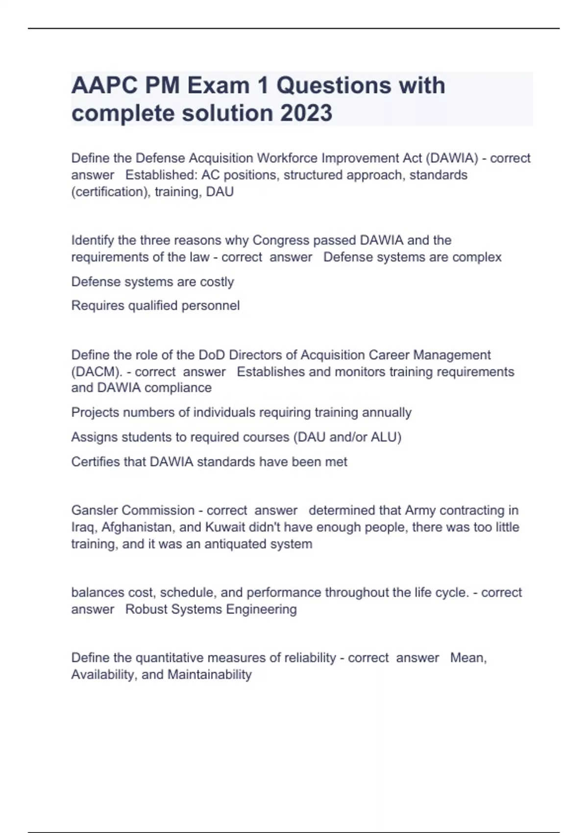 AAPC PM Exam 1 Questions with complete solution 2023 - AAPC PM - Stuvia US