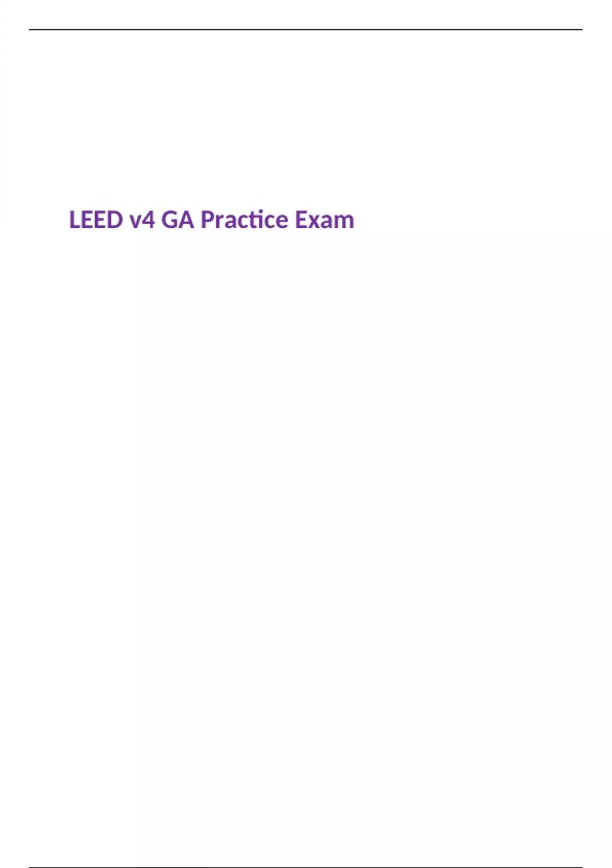 LEED v4 GA Practice Exam - LEED - Stuvia US