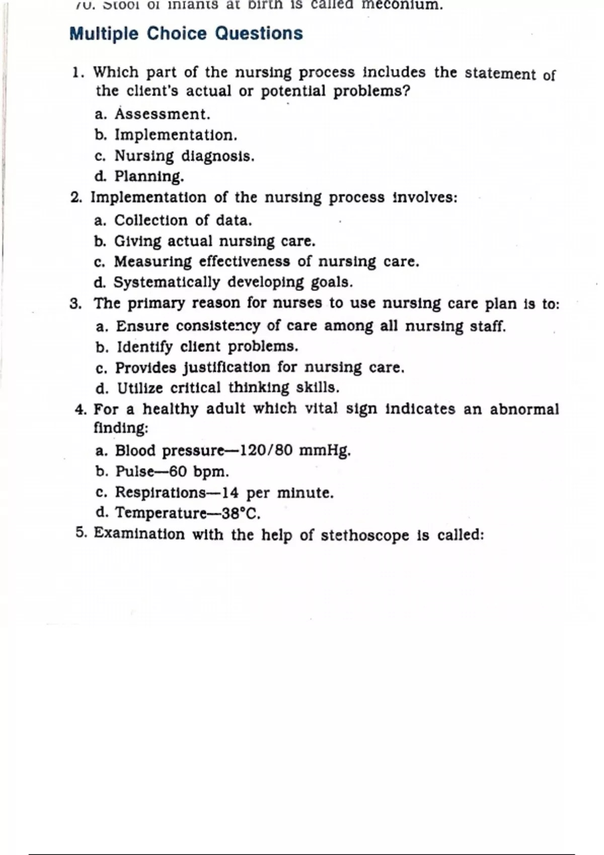FON multiple choice Questions with Answers at the end - FON - Stuvia US