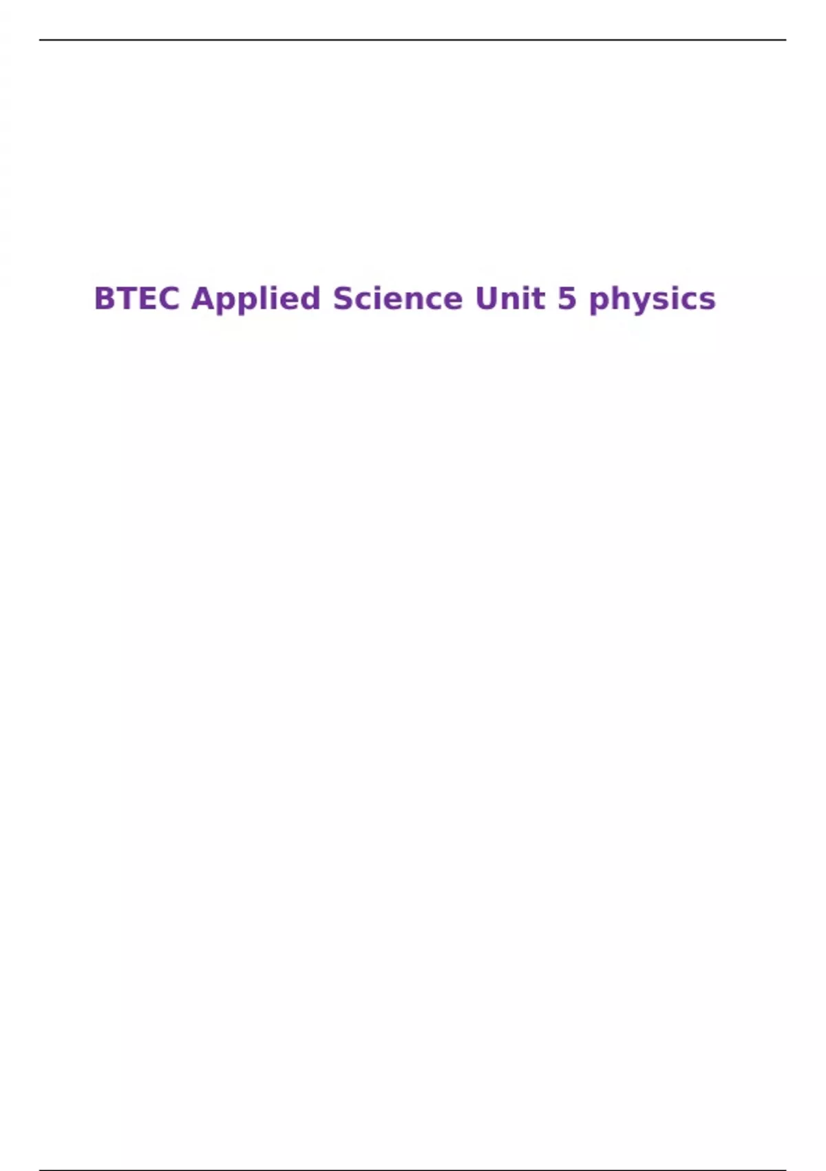 Btec Applied Science Unit 5 Physics Btec Stuvia Us