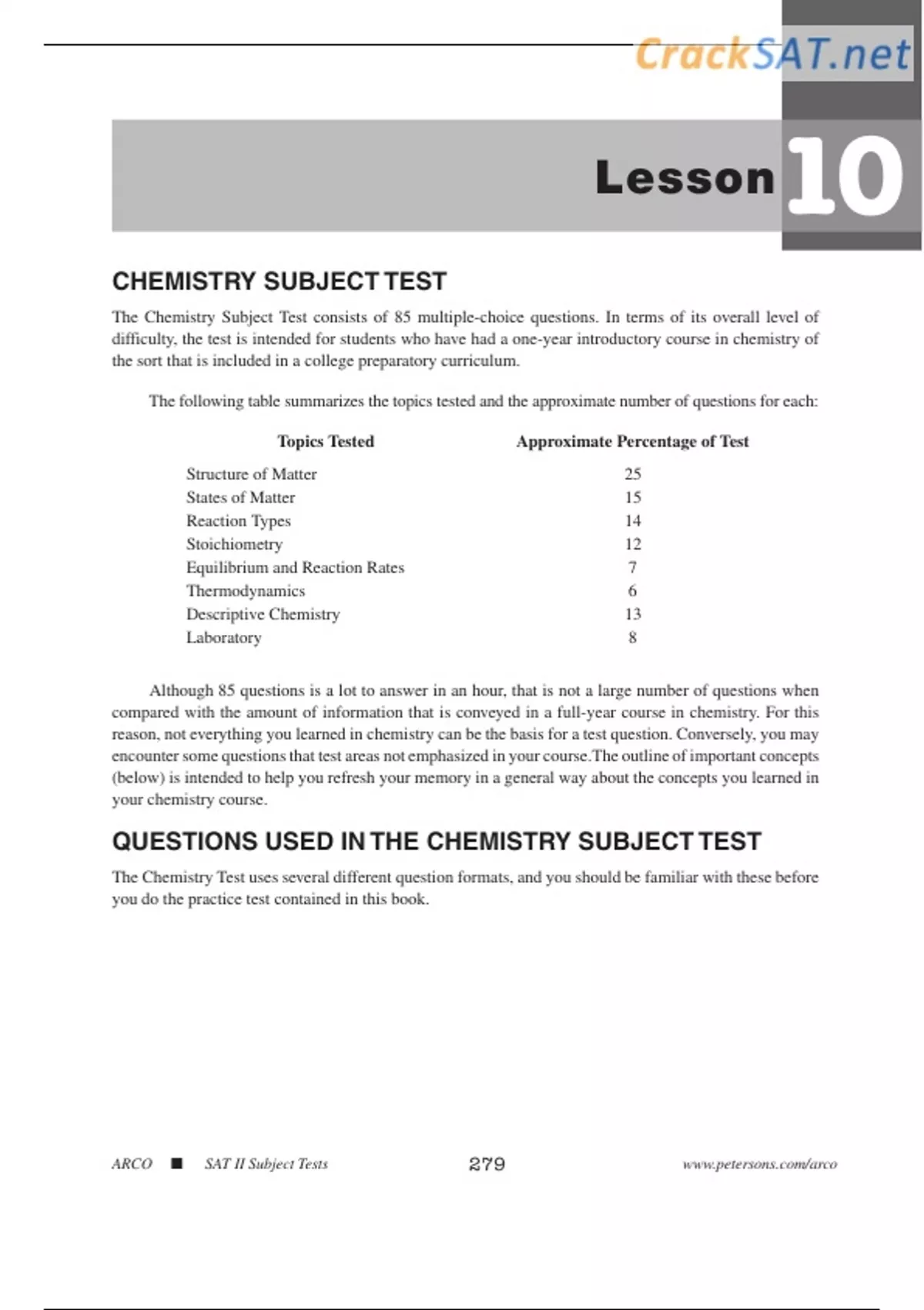 ARCO SAT Subject Chemistry Practice Test - BSN - Stuvia US