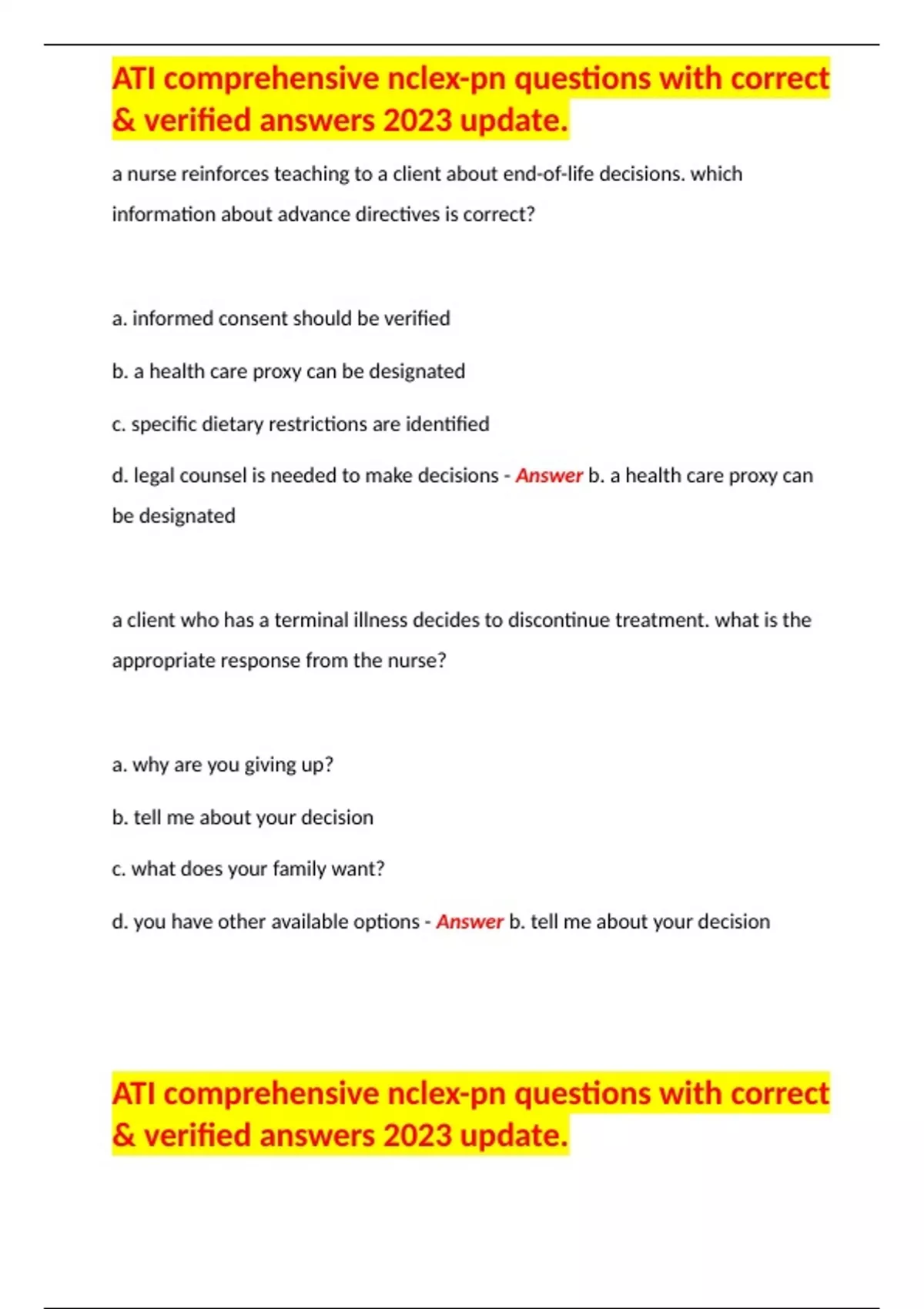 ATI comprehensive nclex-pn questions with correct & verified answers ...