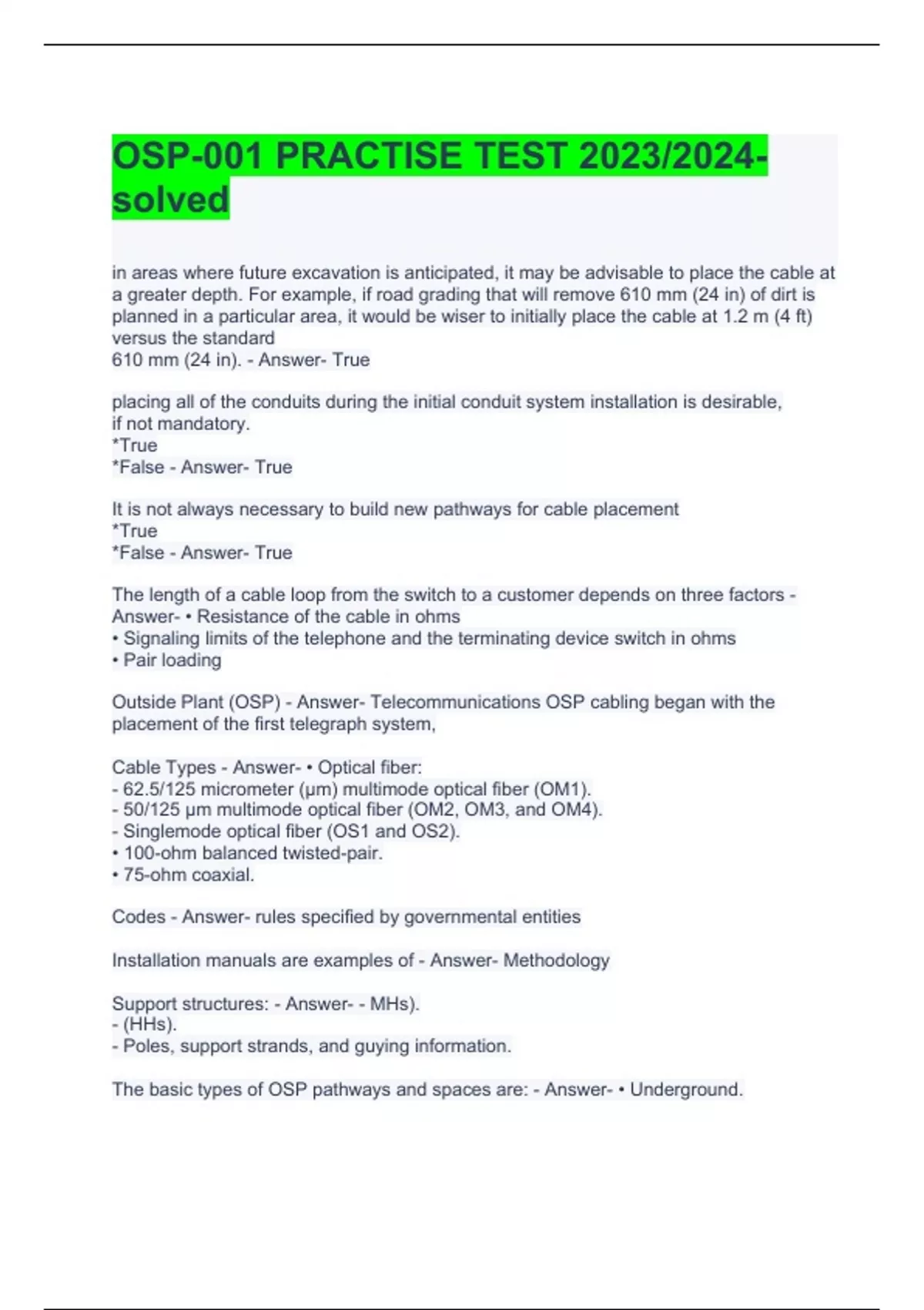 OSP-001 PRACTISE TEST 2023/2024-solved - OSP-001 - Stuvia US