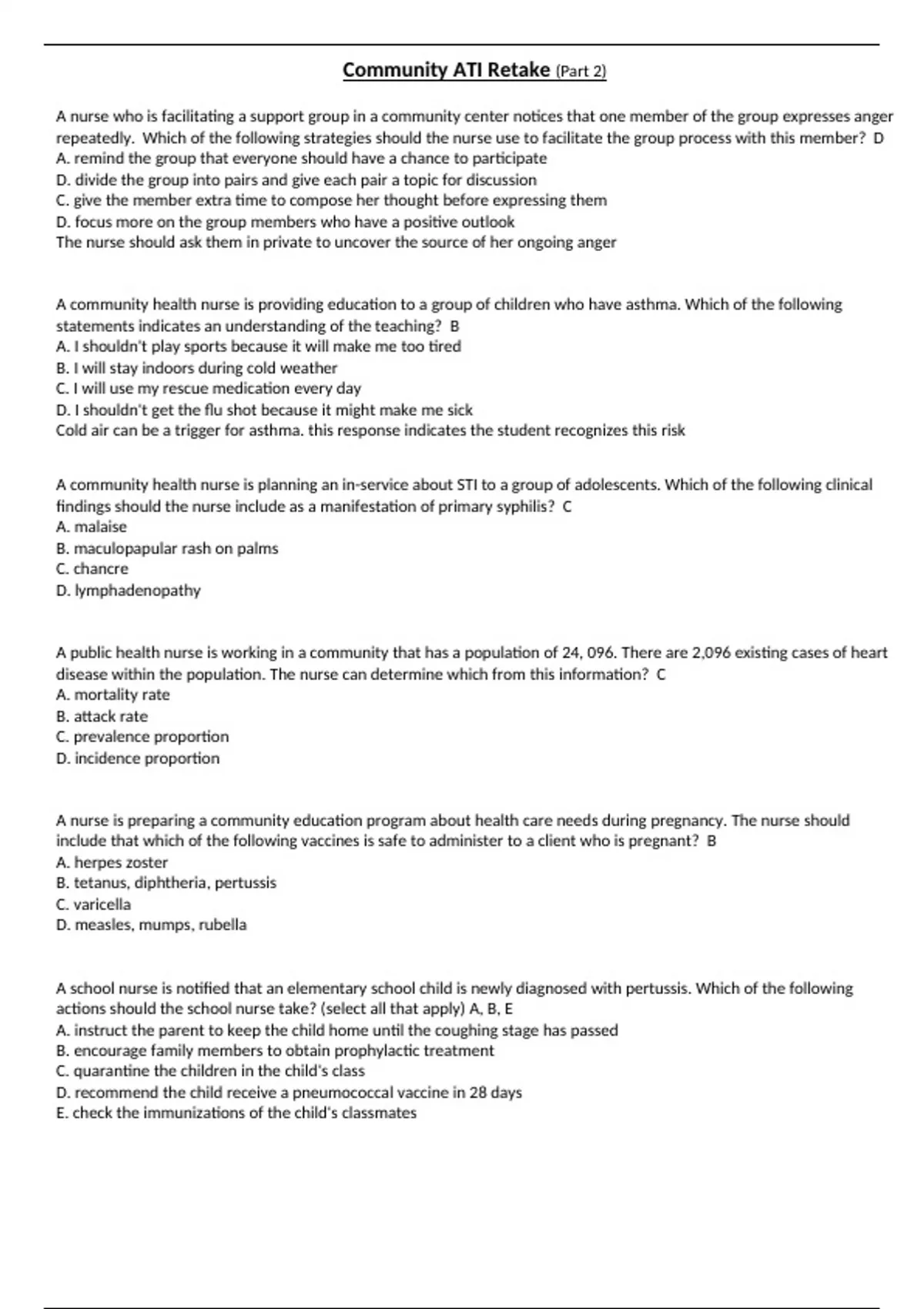 Community ATI Retake ATI Exam Questions - NUR 403 (NUR403) - Stuvia US