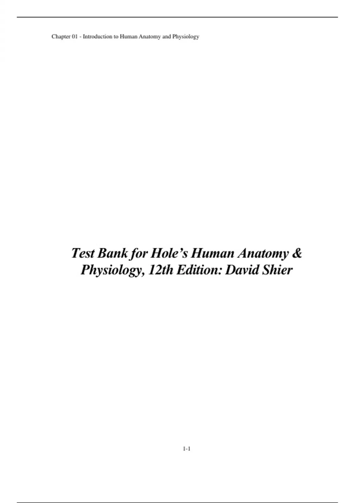 Test Bank for Hole’s Human Anatomy & Physiology, 12th Edition: David ...