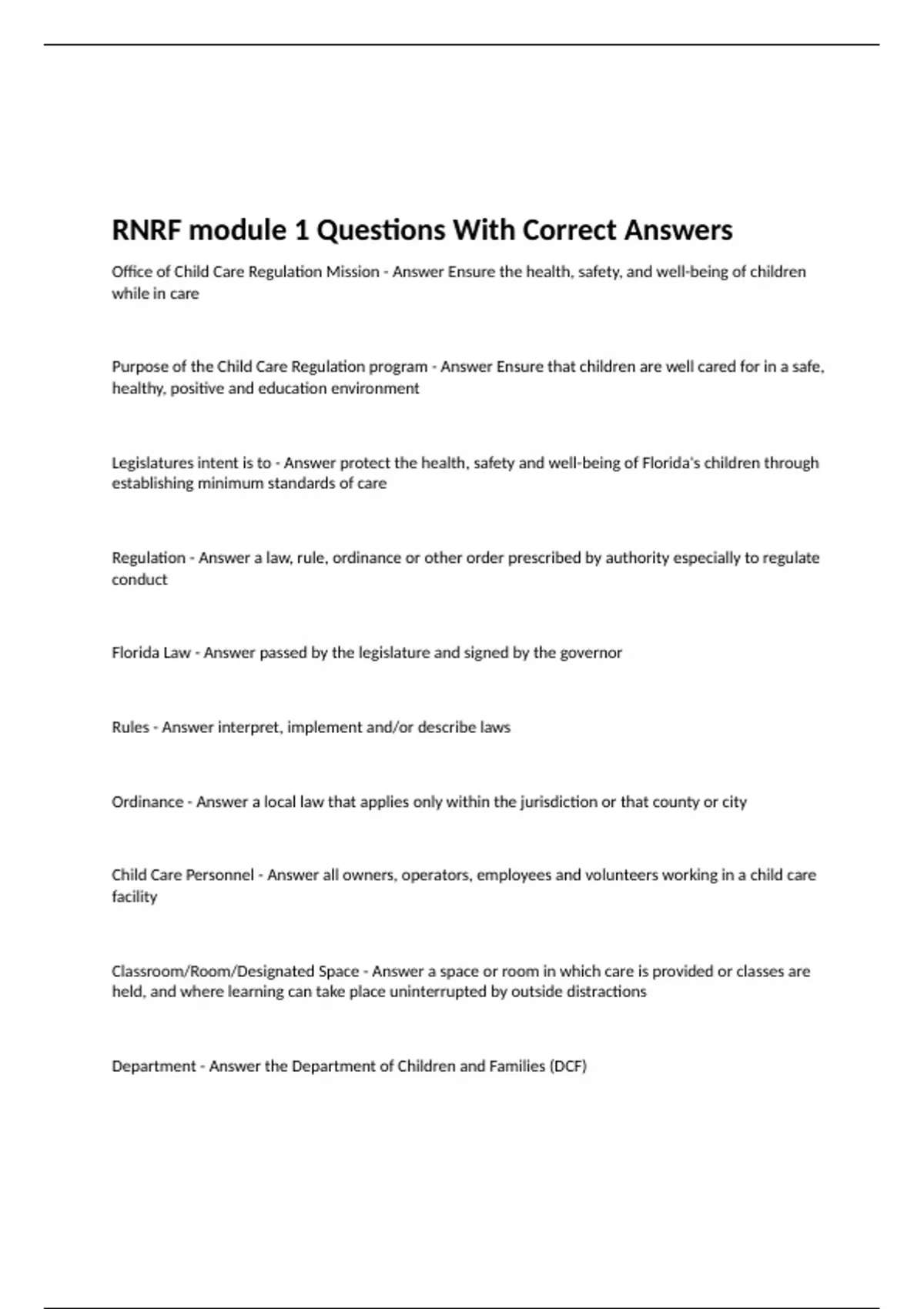RNRF module 1 Questions With Correct Answers - RNRF - Stuvia US