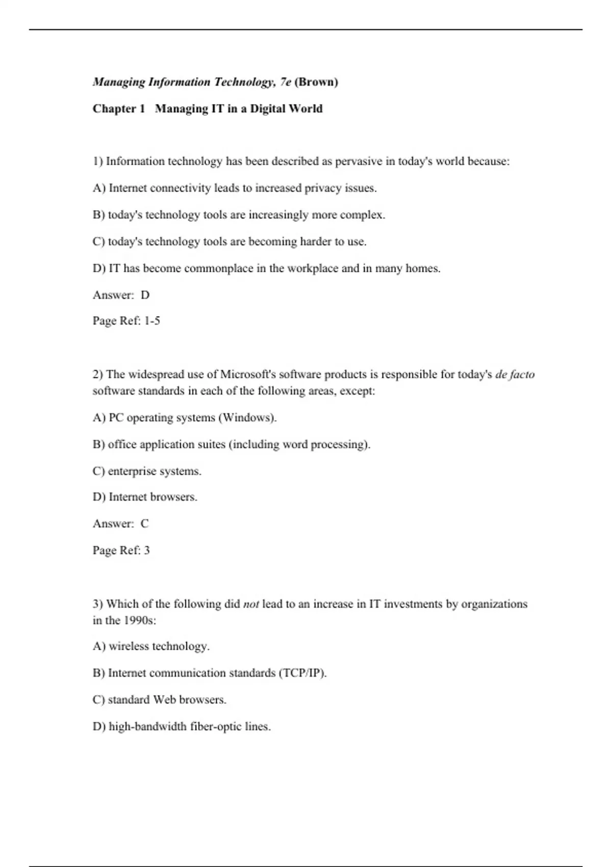 Lead the Pack with the [Managing Information Technology,Brown,7e] 2024 ...