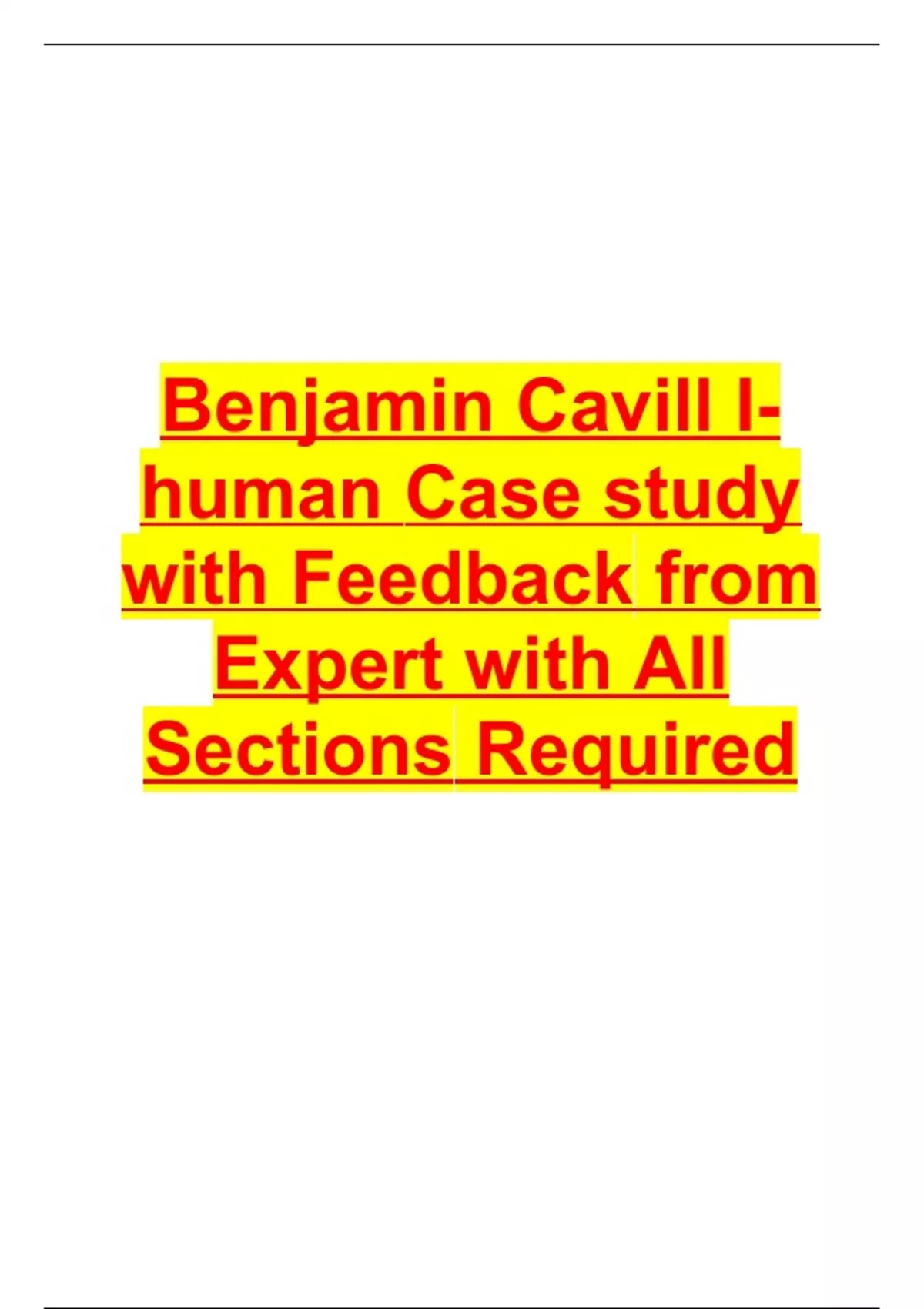 Benjamin Cavill I-human Case study with Feedback from Expert with All ...