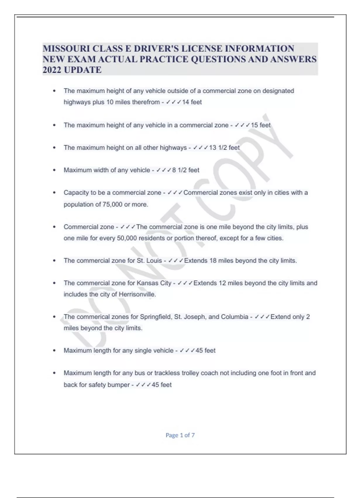 MISSOURI CLASS E DRIVER'S LICENSE INFORMATION NEW EXAM ACTUAL PRACTICE ...