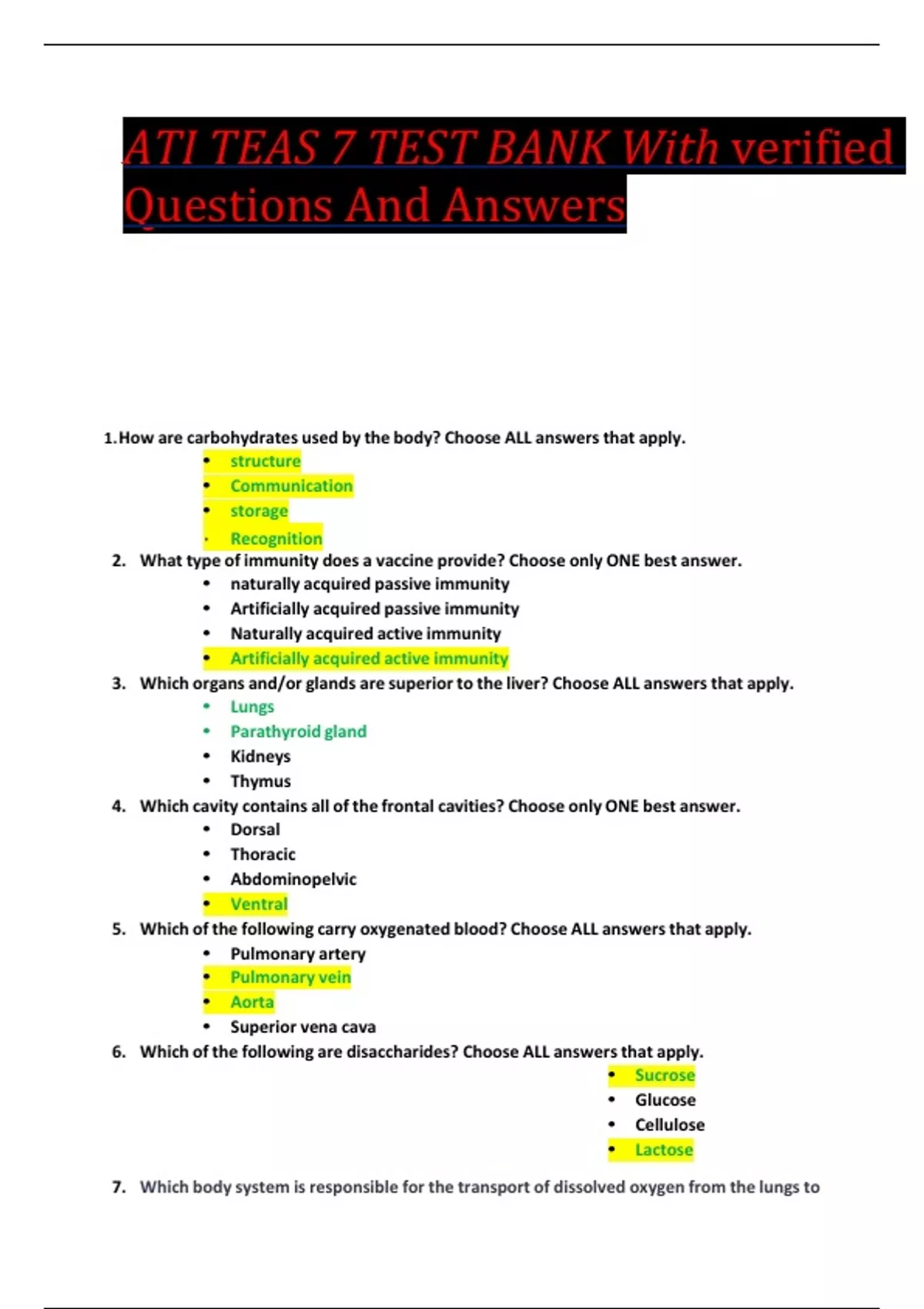 ATI TEAS 7: Math Prep With 100% Correct Questions And Answers - Stuvia US